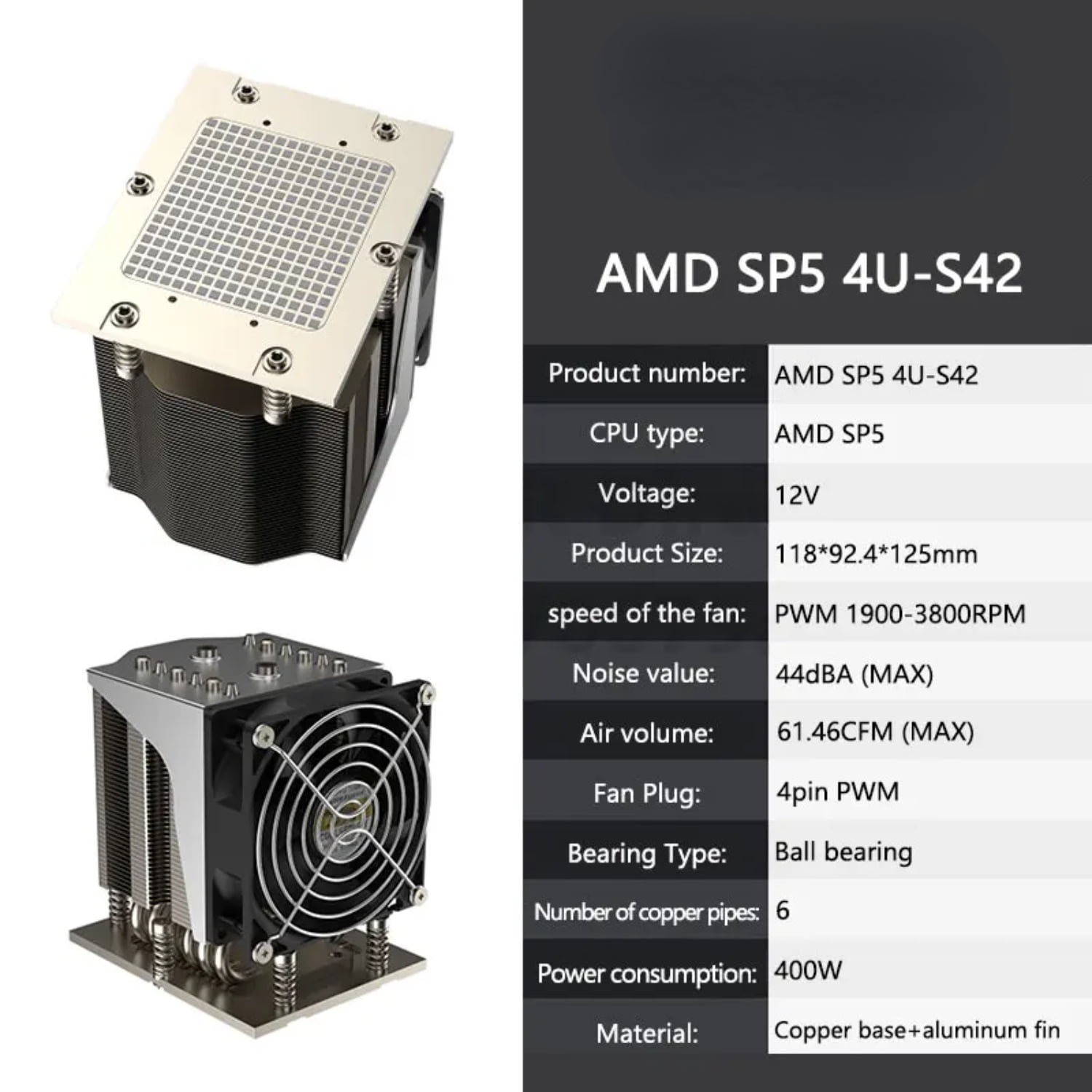 FSHNGTA High Performance SP5-S42 Server CPU Cooler with 400w Power and ...