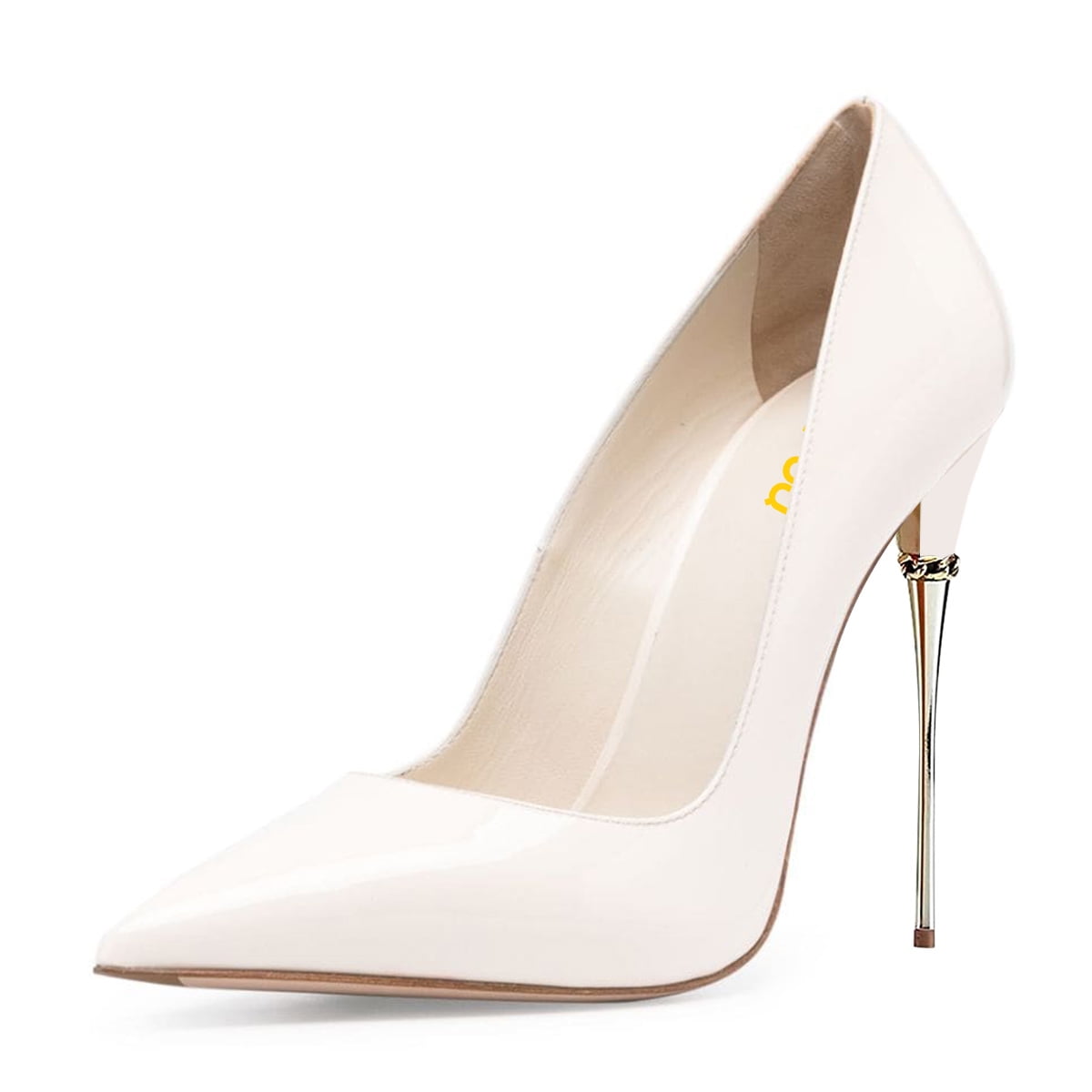 FSJ Women Basic Pointed Closed Toe Slip On Pumps Metal Slim Stiletto ...