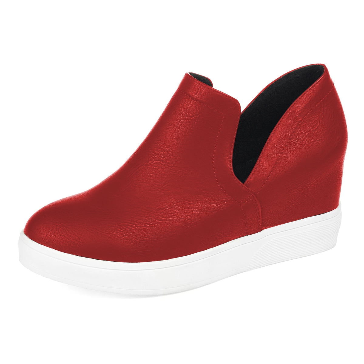 FSJ Women Casual Slip On Sneakers Side V Cut Ankle Booties Round Closed ...