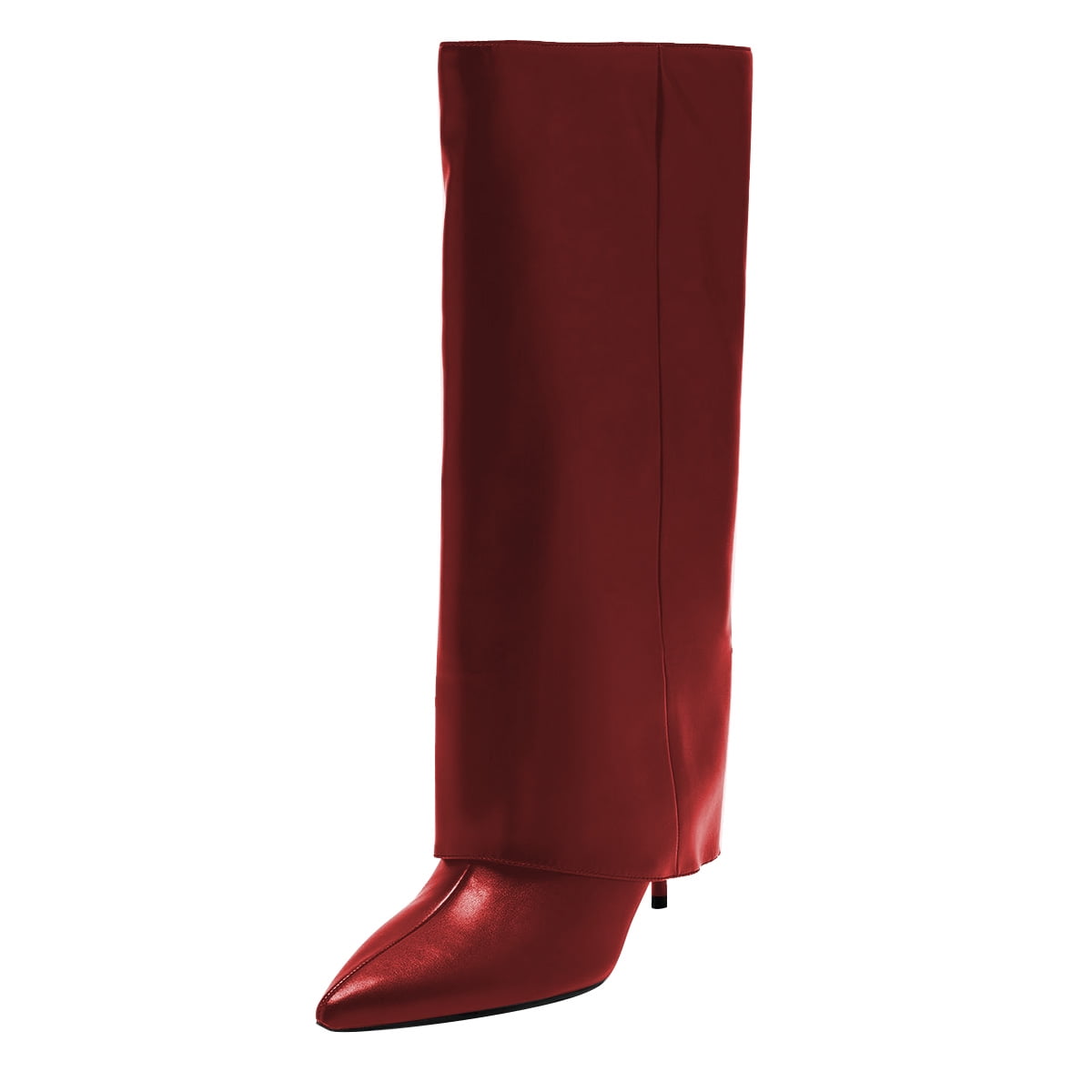FSJ Women Classic Fold Over Knee High Boots Stiletto High Heel Pointed ...