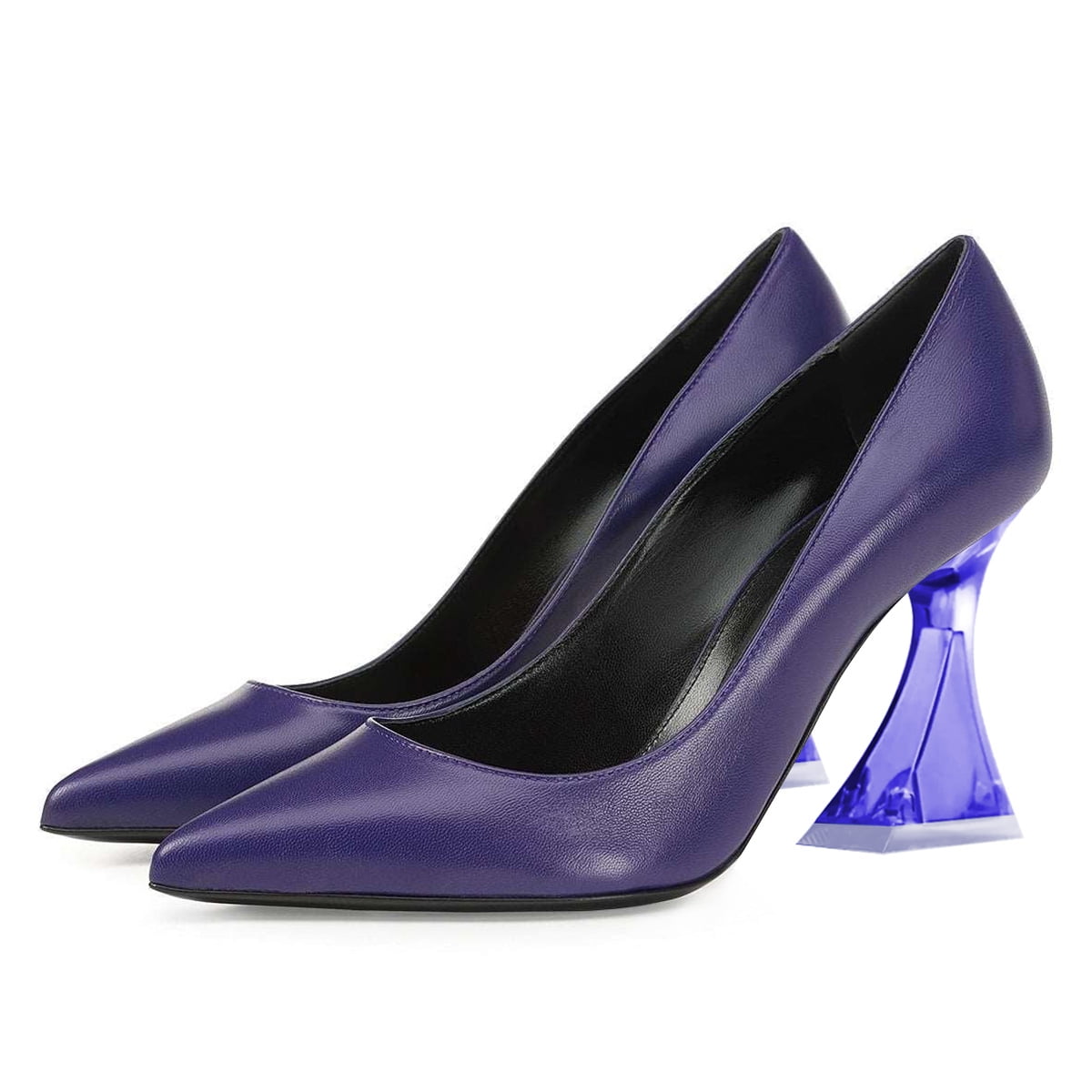 FSJ Women Classic Pointed Closed Toe Dressy Pumps Transparent Chunky ...