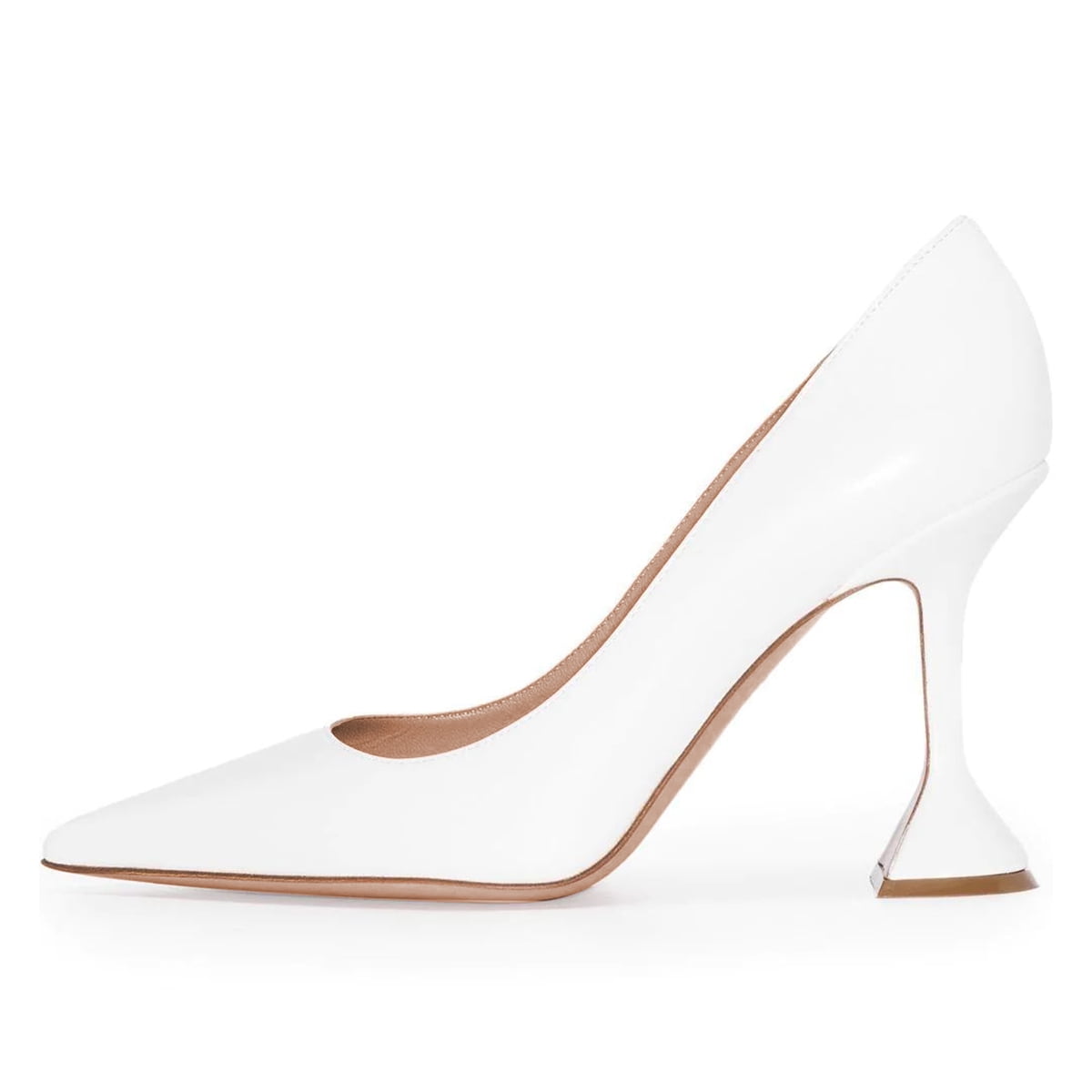 FSJ Women Classic Pointed Closed Toe Slip On Pumps Unique Flared High ...