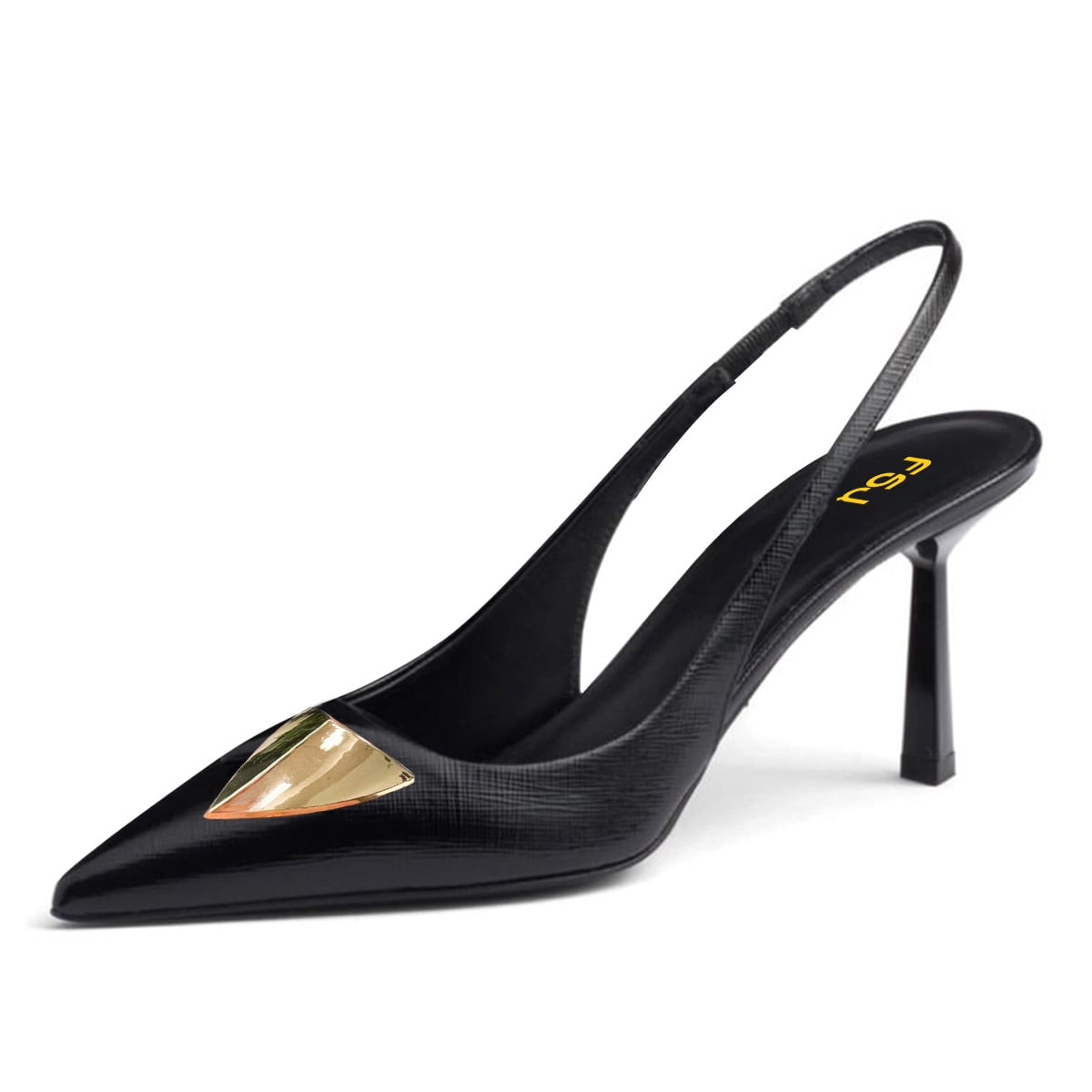 FSJ Women Classic Slingback Metallic Triangle Sleek Pumps Pointed ...