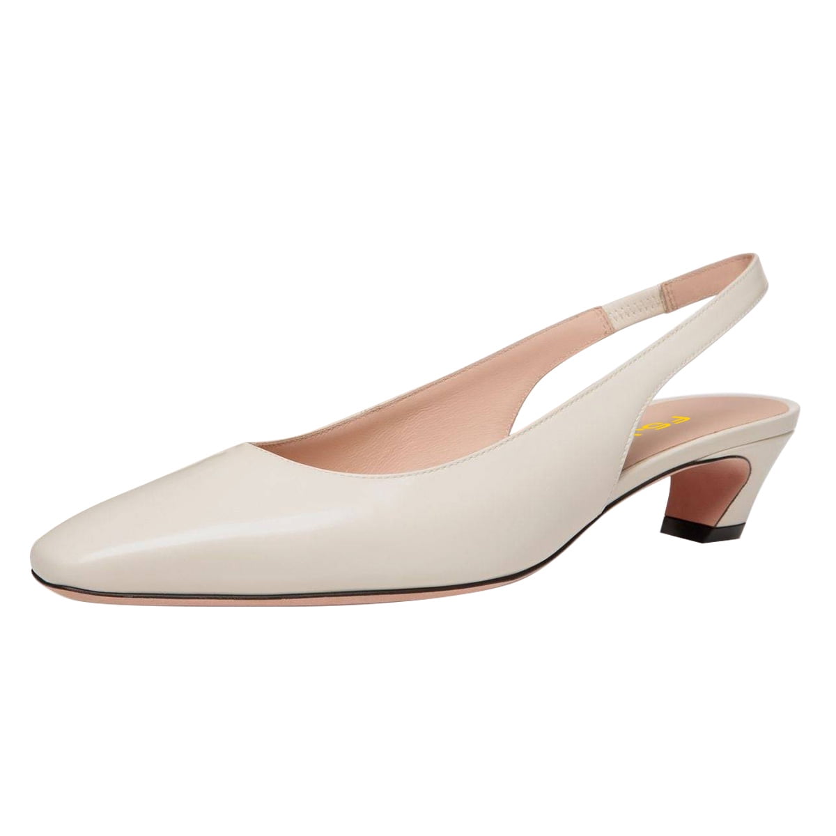 FSJ Women Classic Square Closed Toe Elastic Strap Slingback Pumps ...