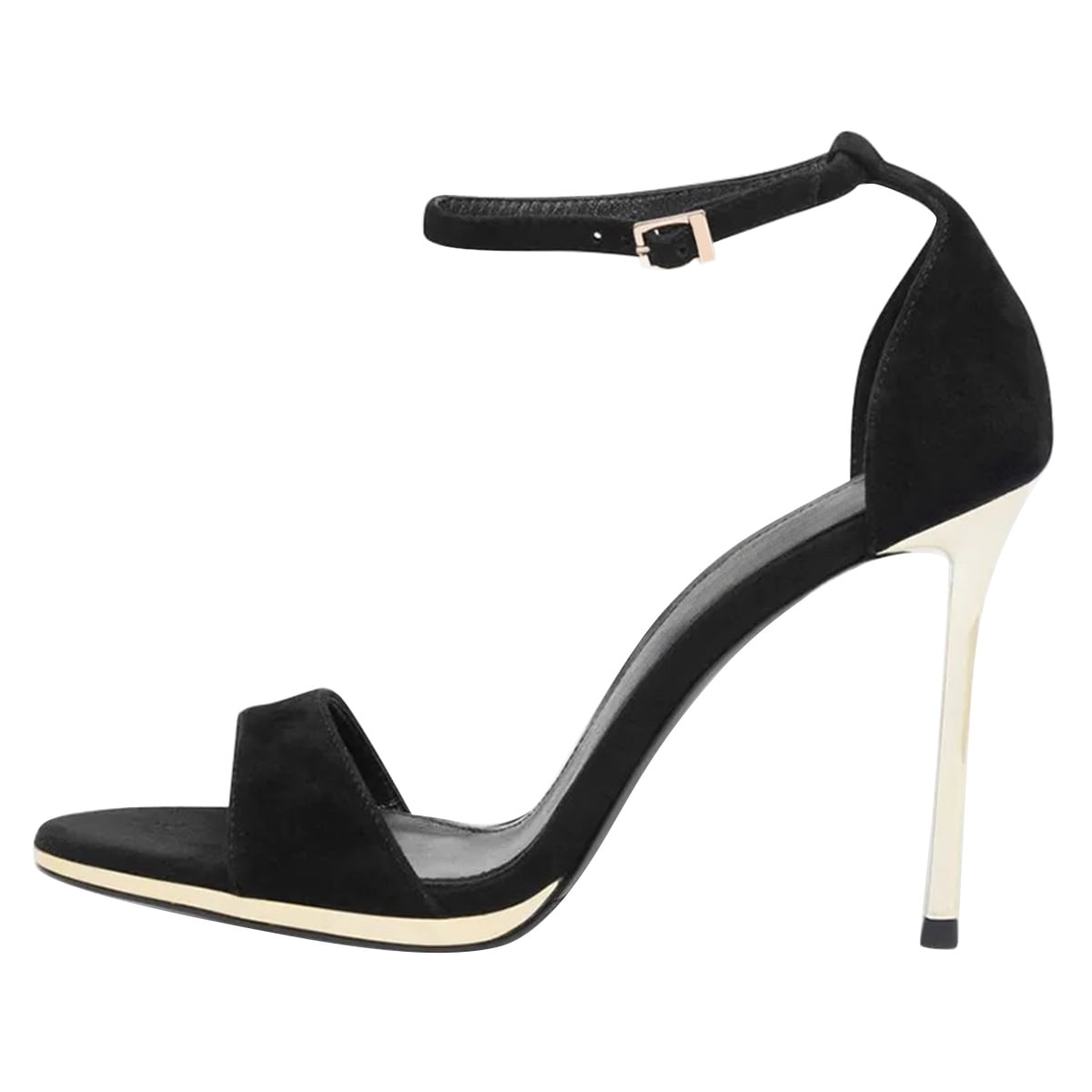 FSJ Women Classic Stiletto High Heels Round Open Toe Ankle Strap ...