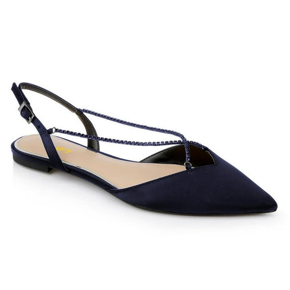 FSJ Women Closed Pointed Toe Rhinestone Strappy Slingback Flats ...