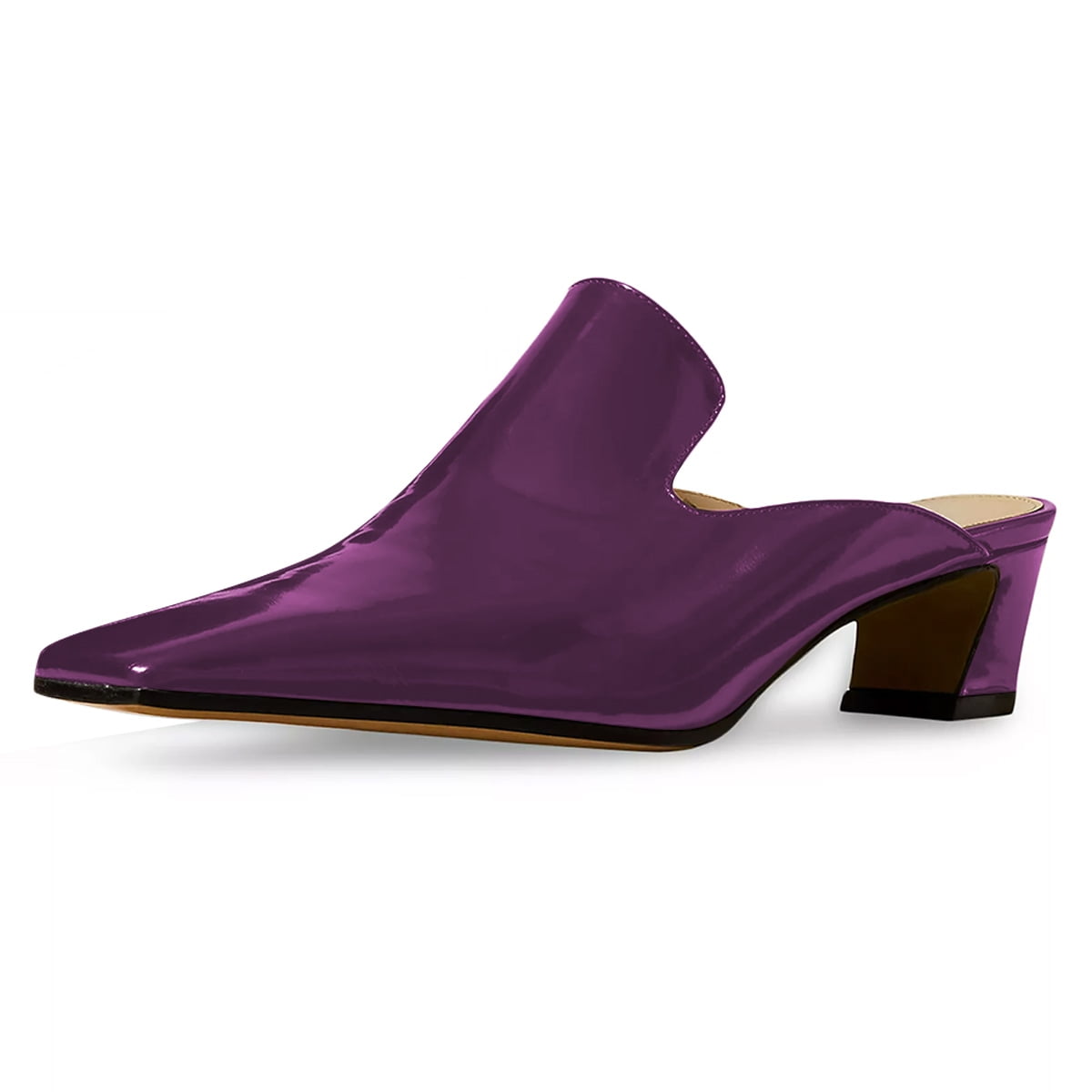 FSJ Women Comfortable Chunky Block Low Heel Mules Square Closed Toe ...