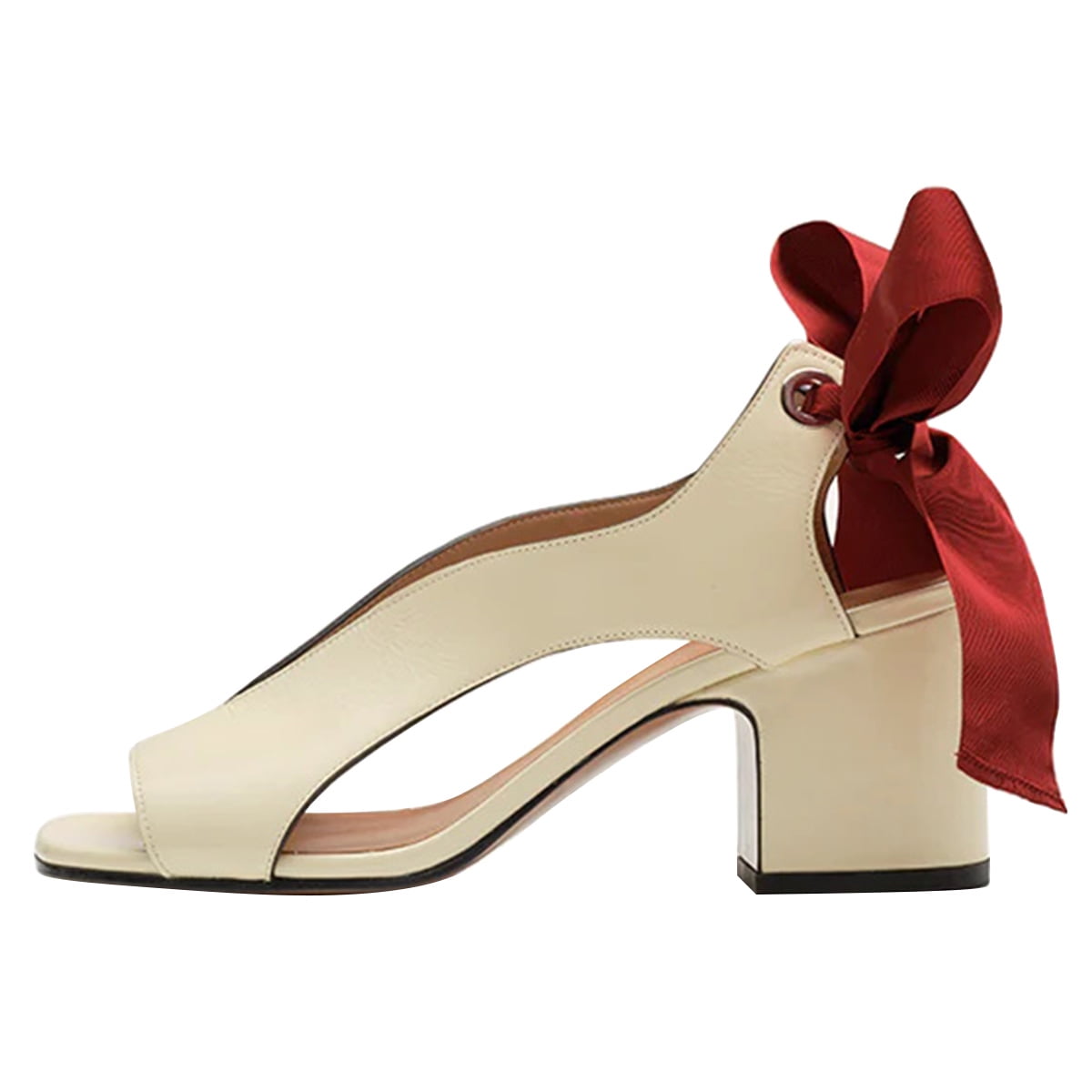 FSJ Women Comfortable Open Toe V Cut Platform Ribbon Sandals Tie Up ...