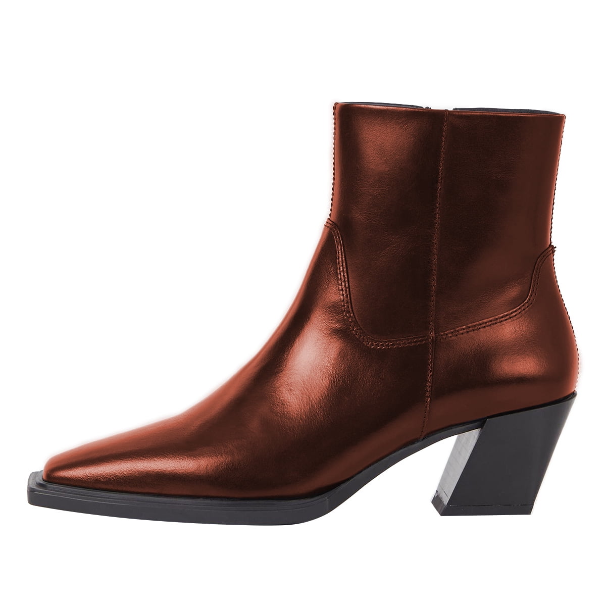 FSJ Women Comfortable Square Closed Toe Ankle Bootie Slant Low Chunky ...
