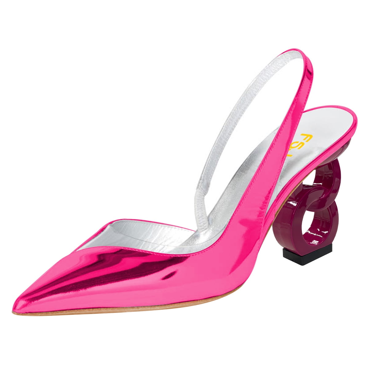 FSJ Women Fashion Clear Pointed Toe Slingback Chic V-shape Cutout ...