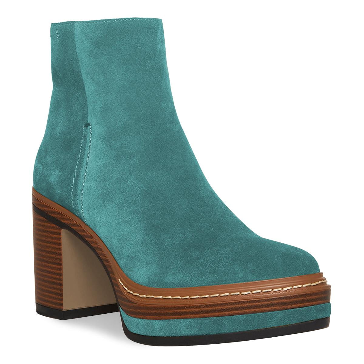 FSJ Women Fashion Platform Round Toe Suede Ankle Boots Block Chunky ...