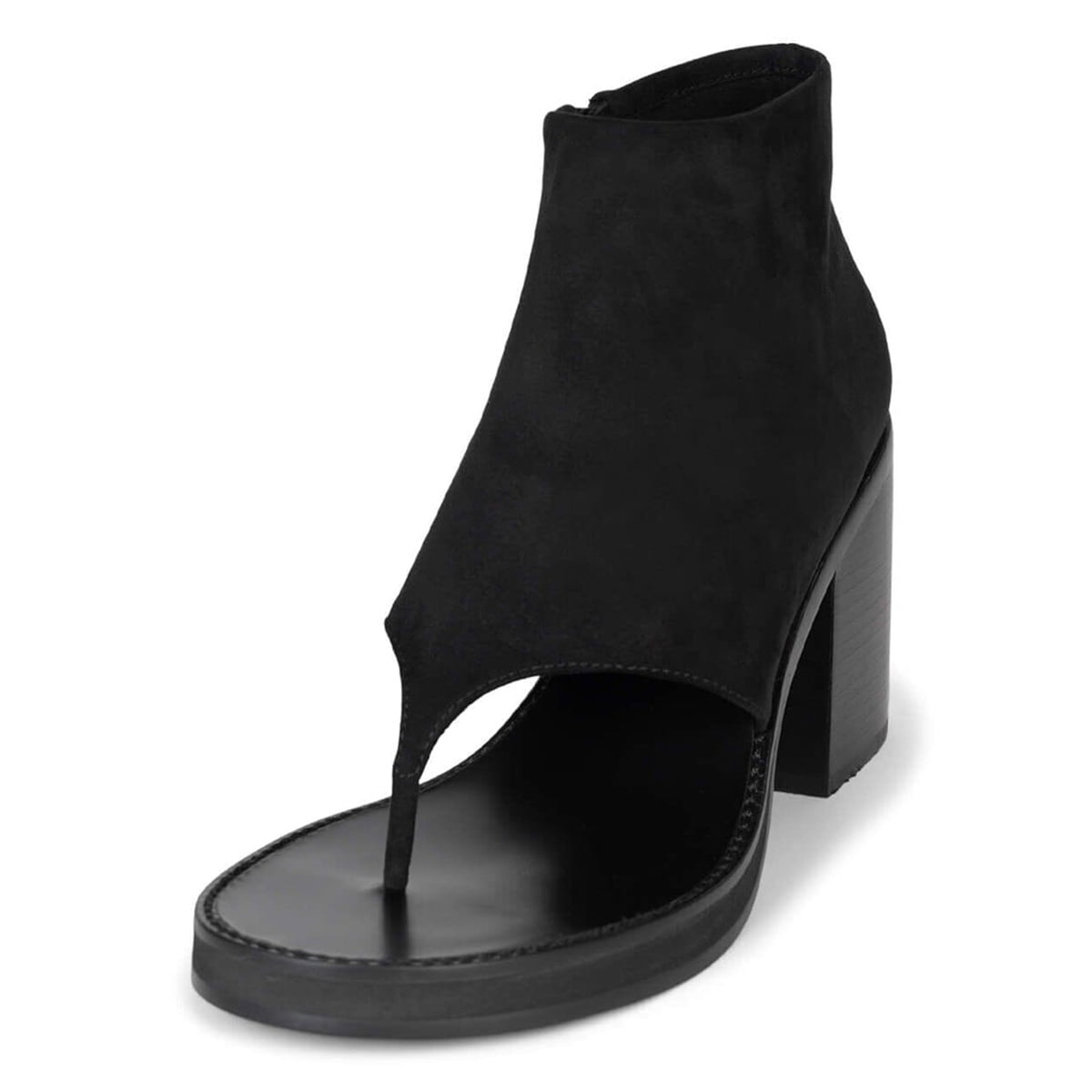 FSJ Women Fashion Round Open Toe Thong Booties Chunky High Heel Sandals ...