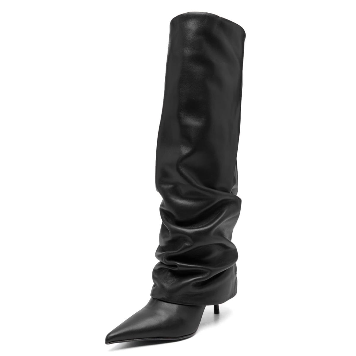 FSJ Women Fashion Slouchy Fold Over Knee High Boots Pointed Closed Toe ...