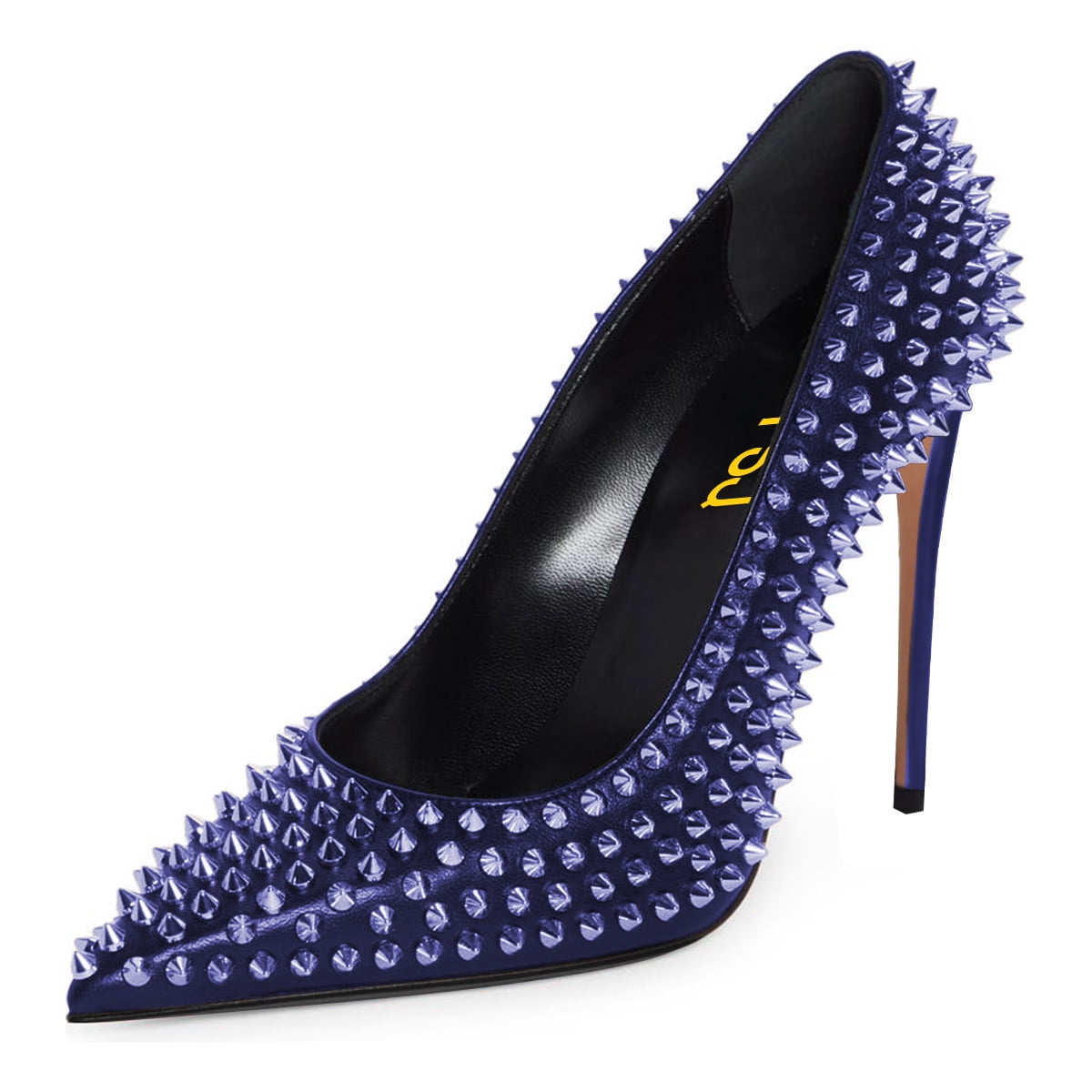 FSJ Women Fashion Spike Studs Pointed Closed Toe Pumps Slip On Rivets Stiletto High Heel Sexy ...