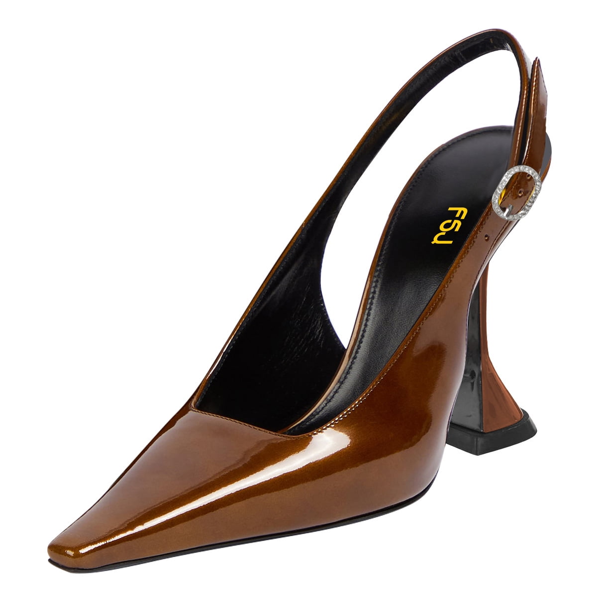 FSJ Women Graceful Closed Toe Slingback Pumps Special Flared Kitten ...