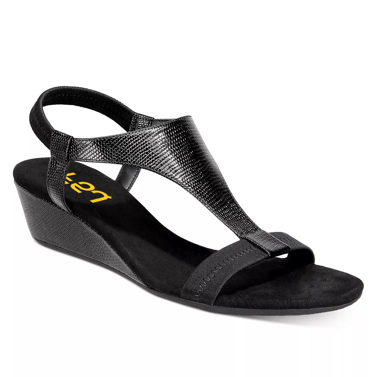 FSJ Women Open Toe Low Wedge Heels T-Strap Padded Sole Ankle Strap ...