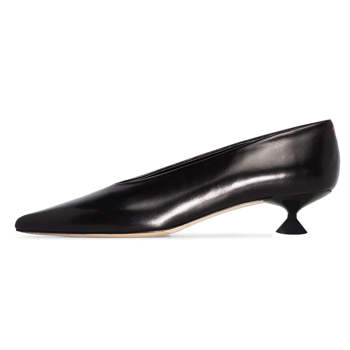 FSJ Women Pointed Toe Slip on Pumps V Cut Low Spool Heels Comfortable ...
