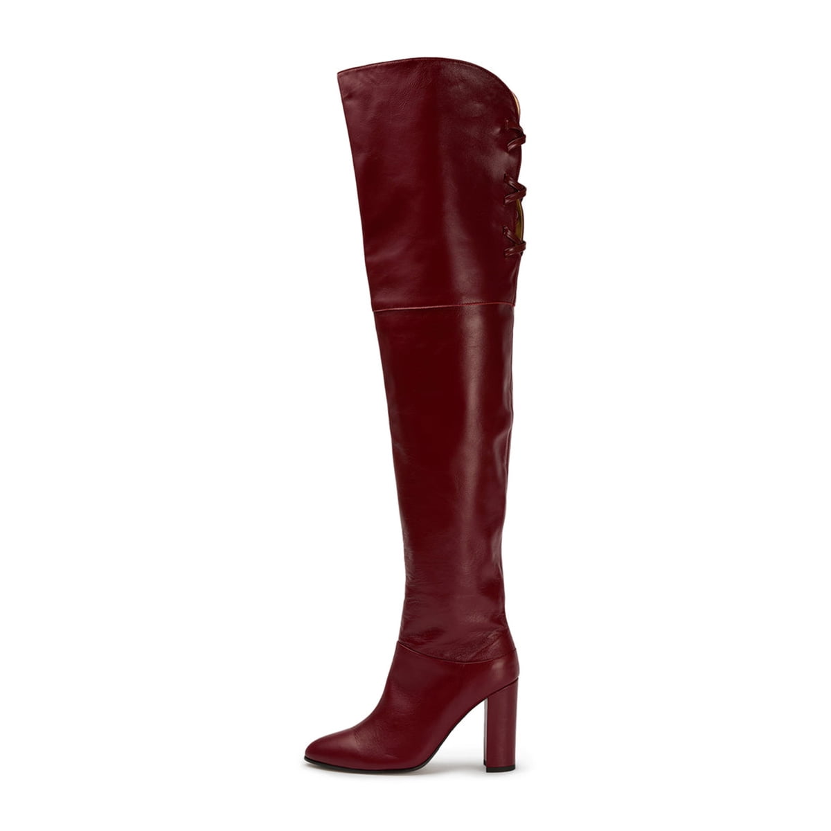 FSJ Women Sexy Chunky Thigh High Heel Back Lace Up Over The Knee Boots ...