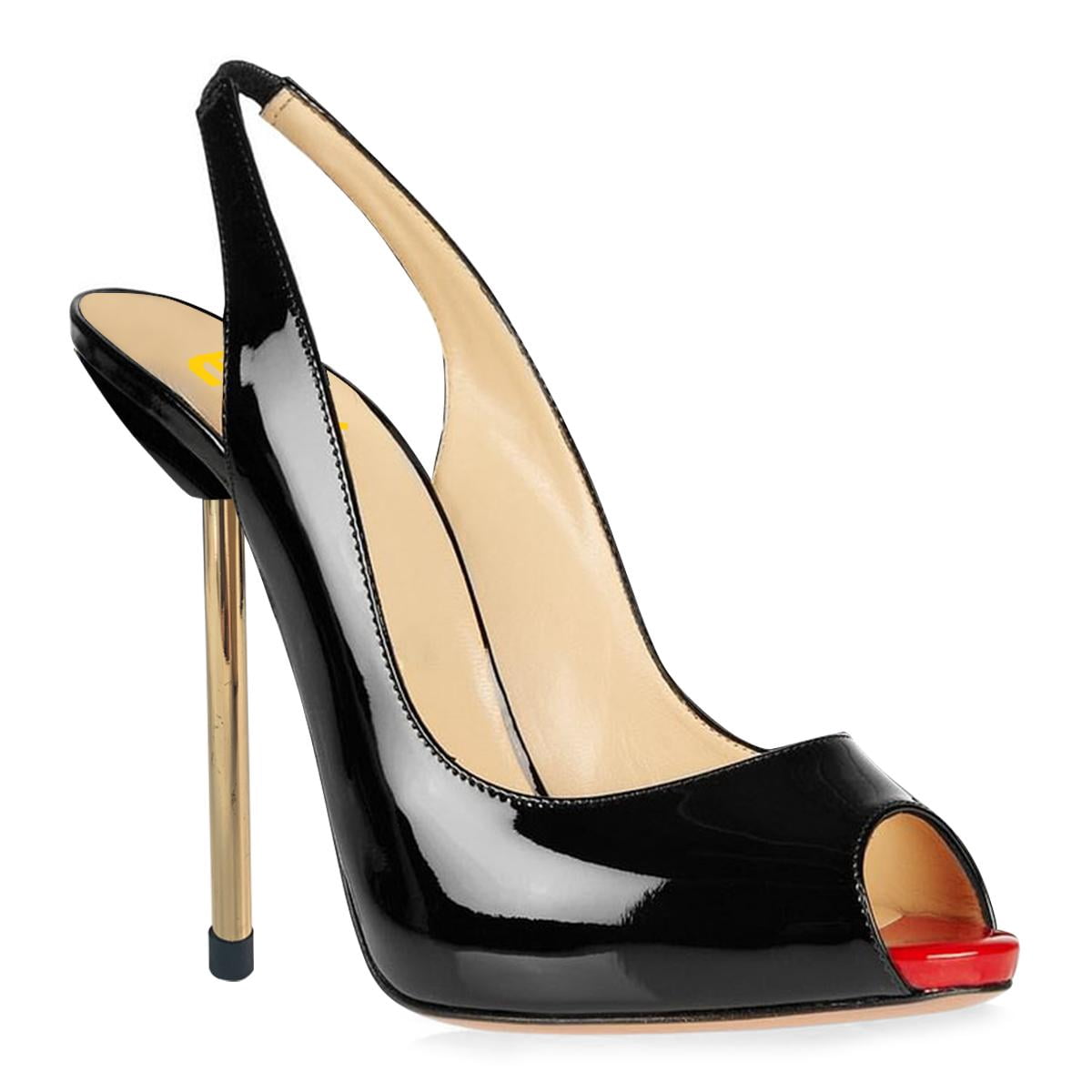 FSJ Women Sexy Peep Toe Stiletto High Heels Elastic Slingback Strap ...