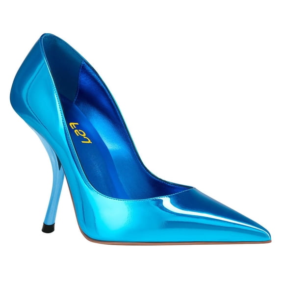 FSJ Women Shiny Pointed Toe Patent Pumps Slip on Stiletto High Heels ...