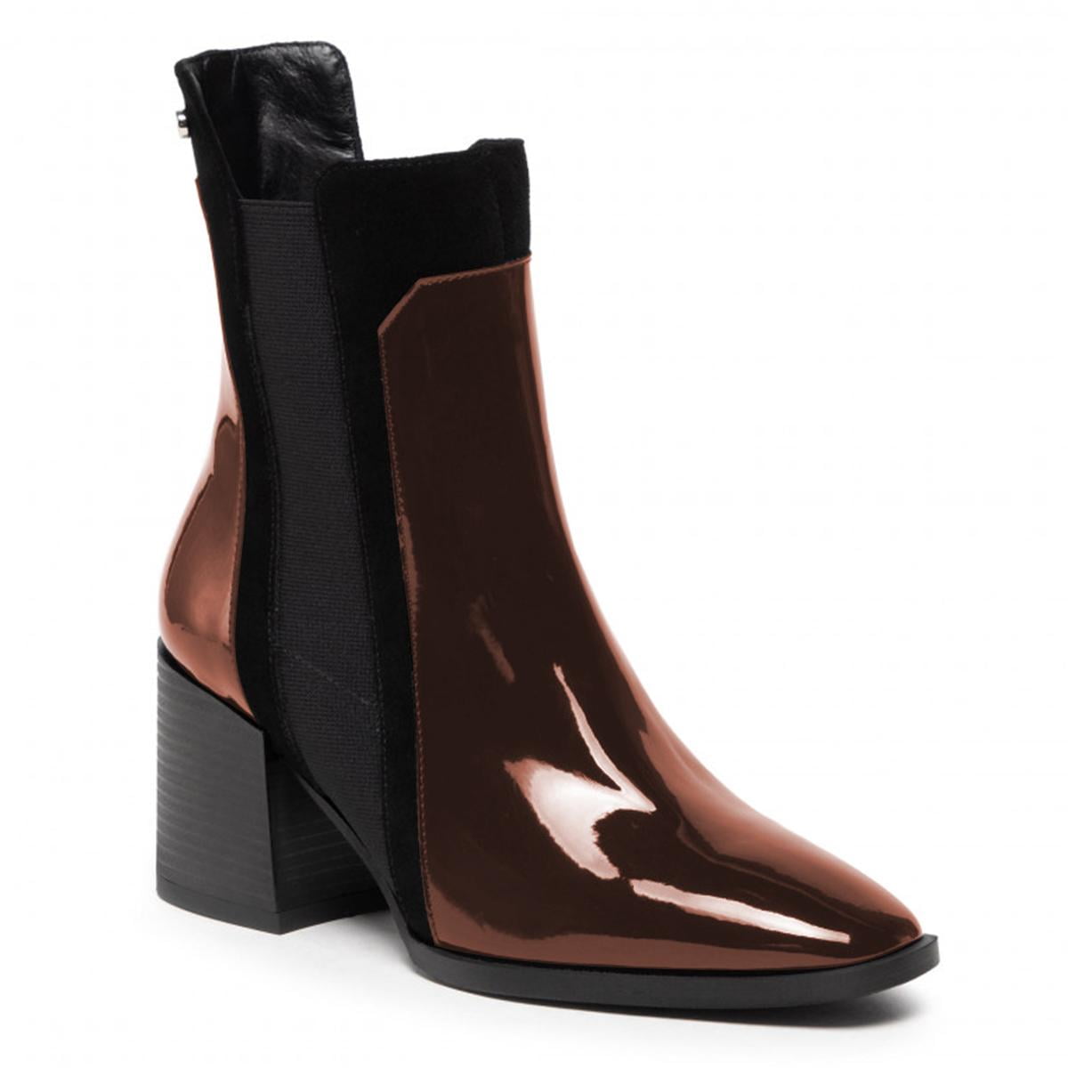 FSJ Women Square Toe Side Zipper Booties Mid Block Chunky Heel Ankle ...