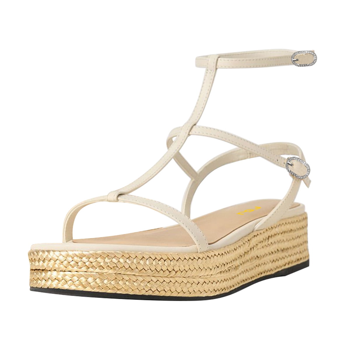 FSJ Women Vacation Espadrille Platform Low Heel Gladiator Round Open ...