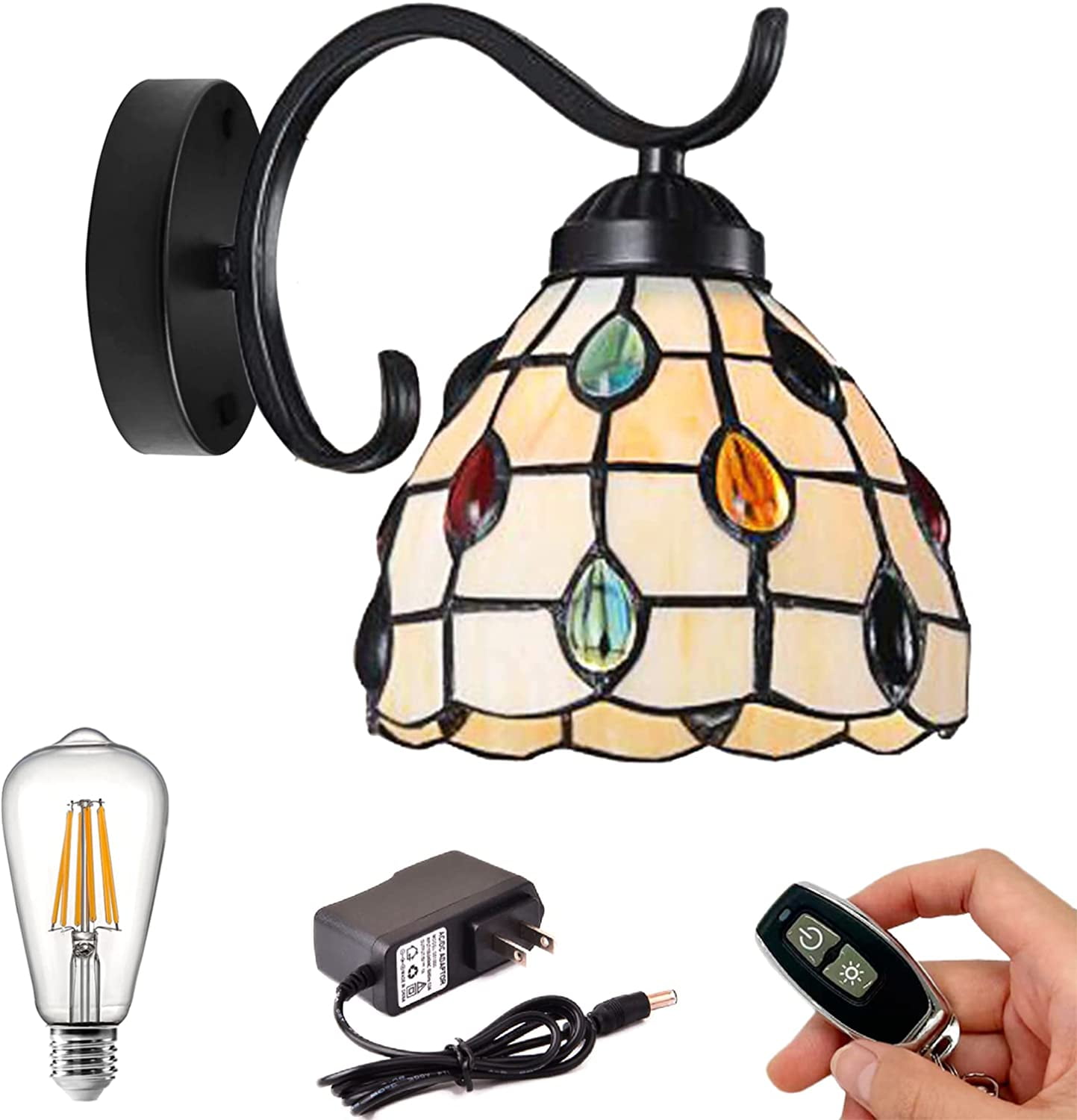 FSLIVING Battery Operated Modern Wall Sconce with Remote Control -Light ...