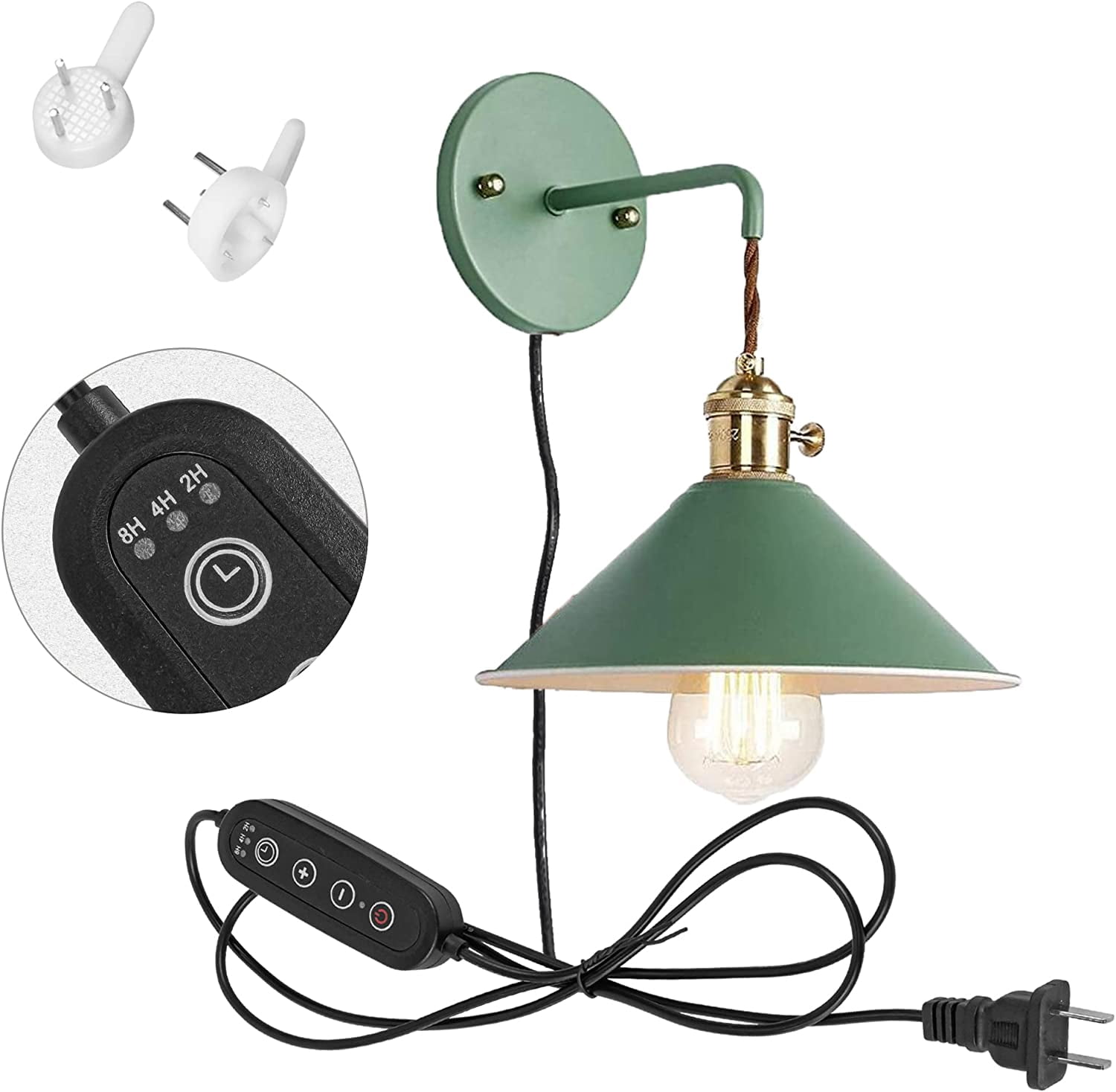 FSLiving 1-Light Sconce Macaron Lighting Fixture with 6ft Plug-in Cord ...