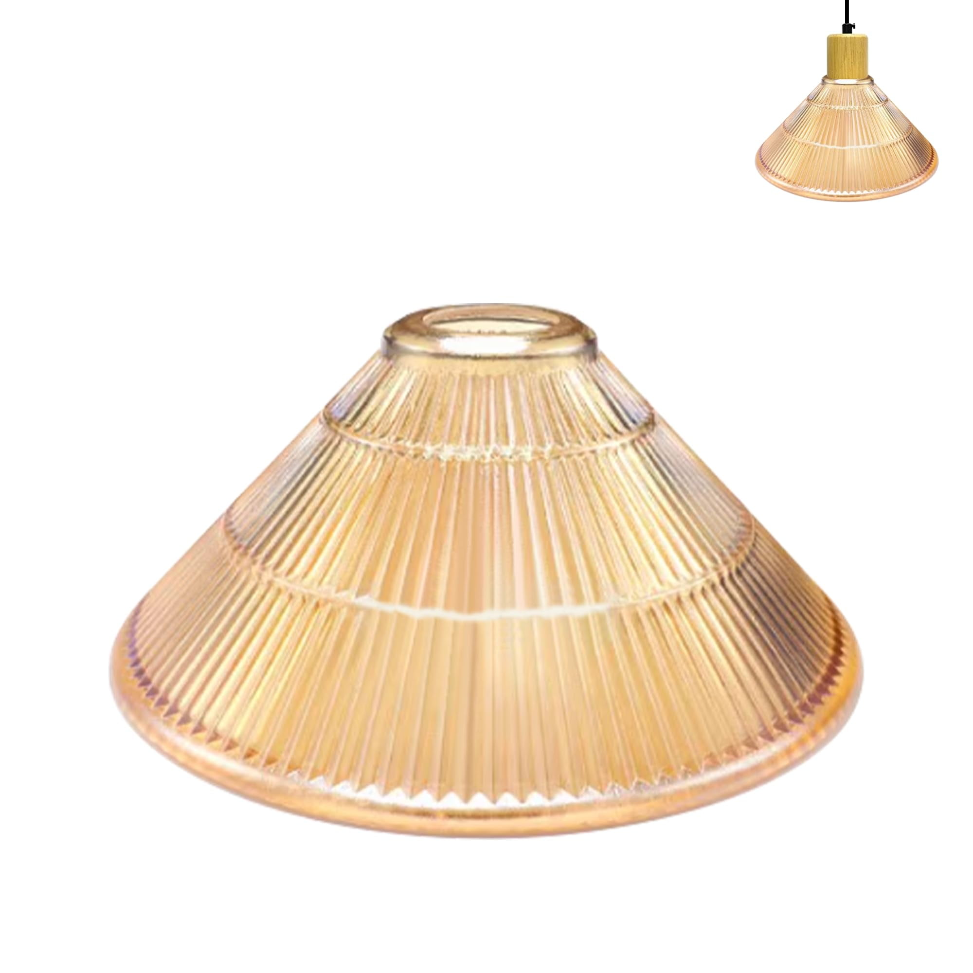 FSLiving 1-Pack 7.9" Clear Amber Glass Cone Lamp Shade Replacement ...