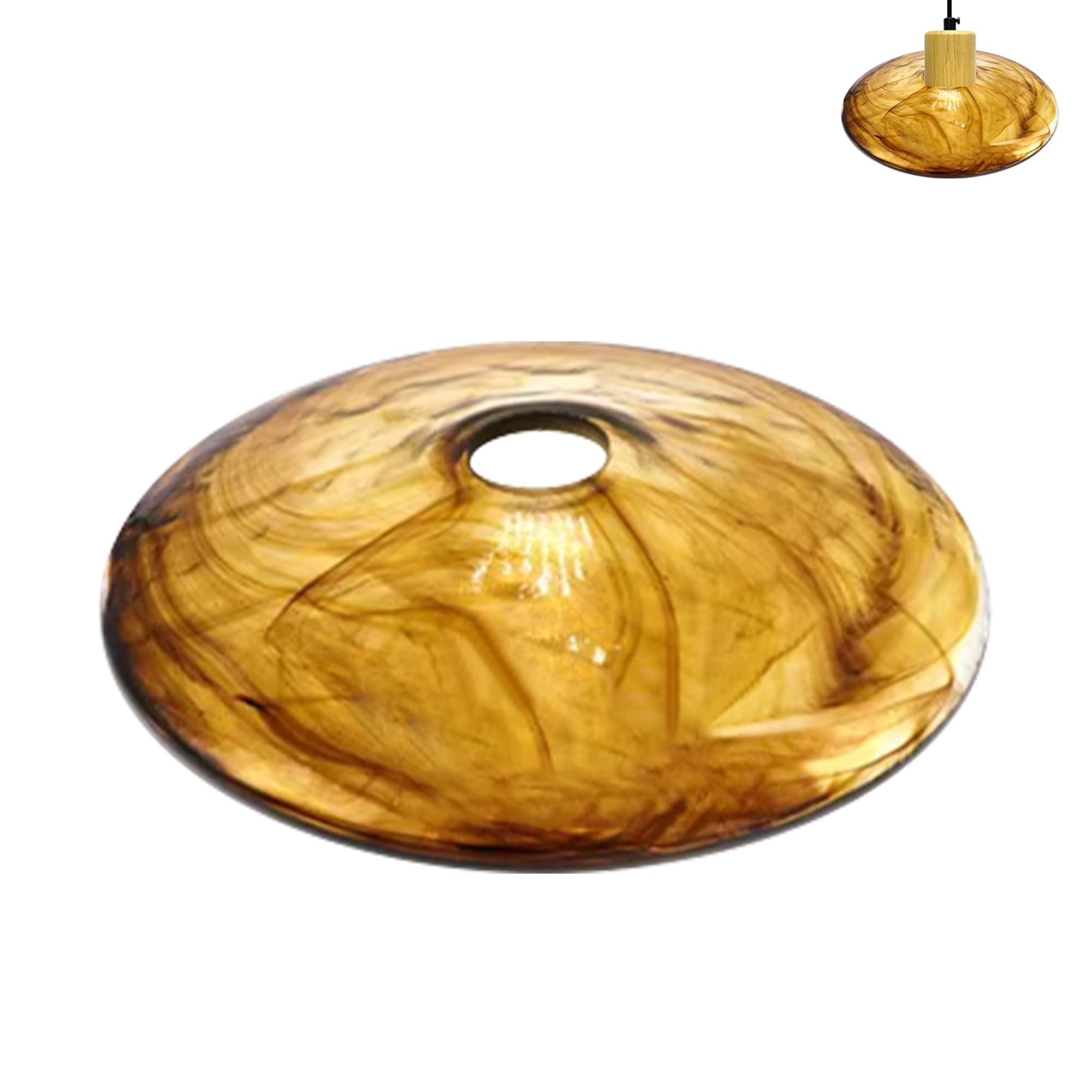 FSLiving 1-Pack 8.7" Amber Glass Saucer Caramel Lamp Shade Replacement ...