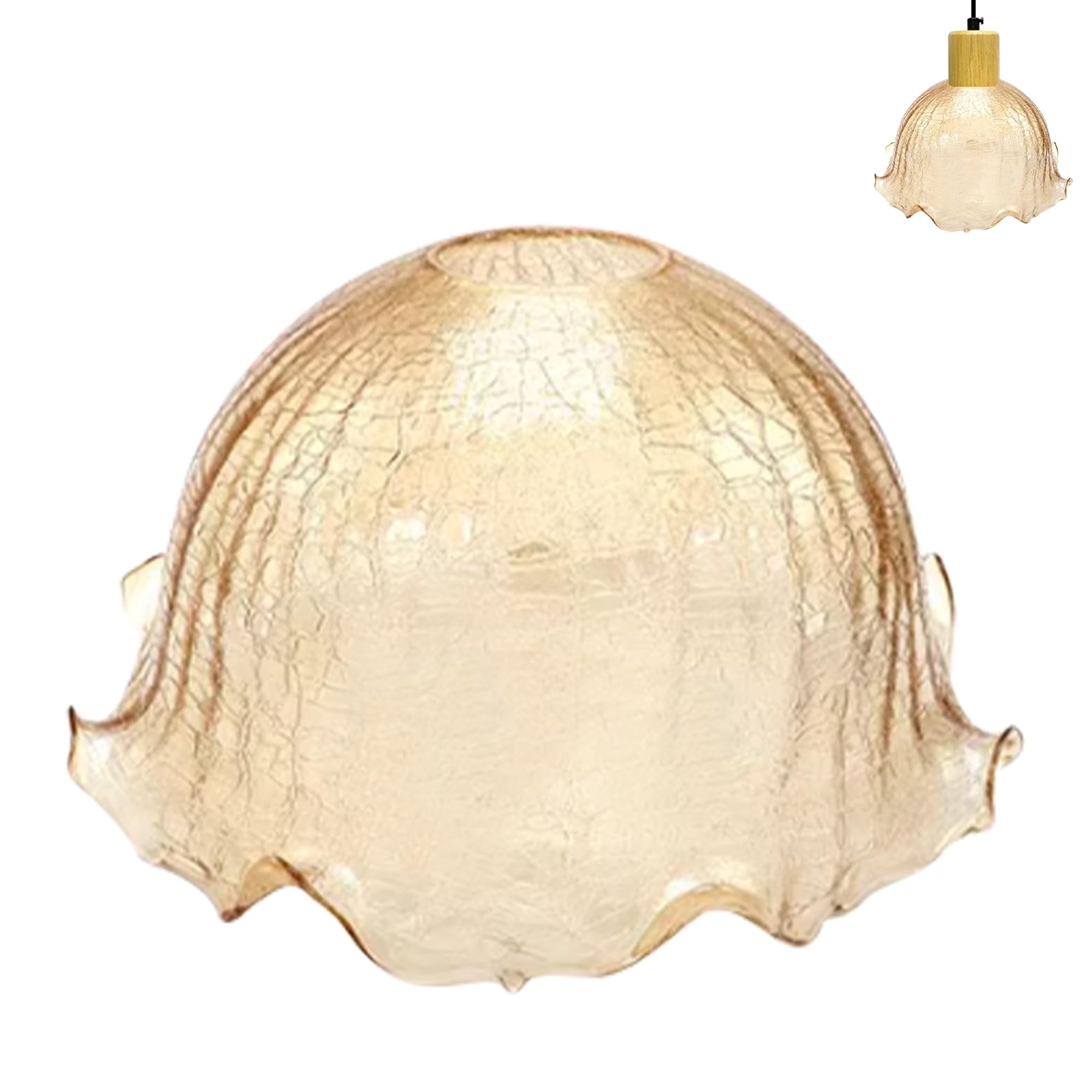 FSLiving 1-Pack 8.7" Clear Amber Glass Semicircle Lamp Shade ...