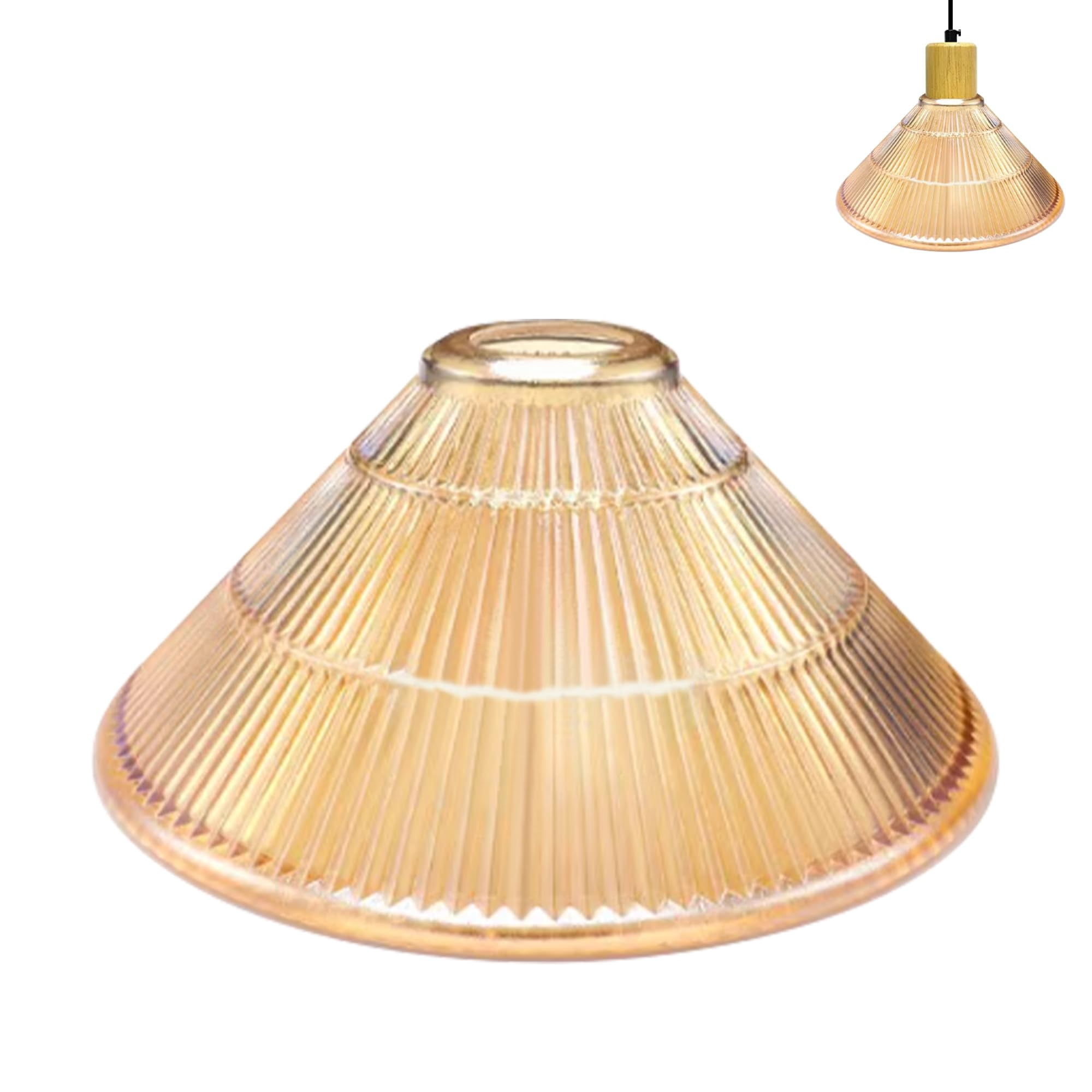 FSLiving 1-Pack 9.8" Clear Amber Glass Cone Lamp Shade Replacement ...