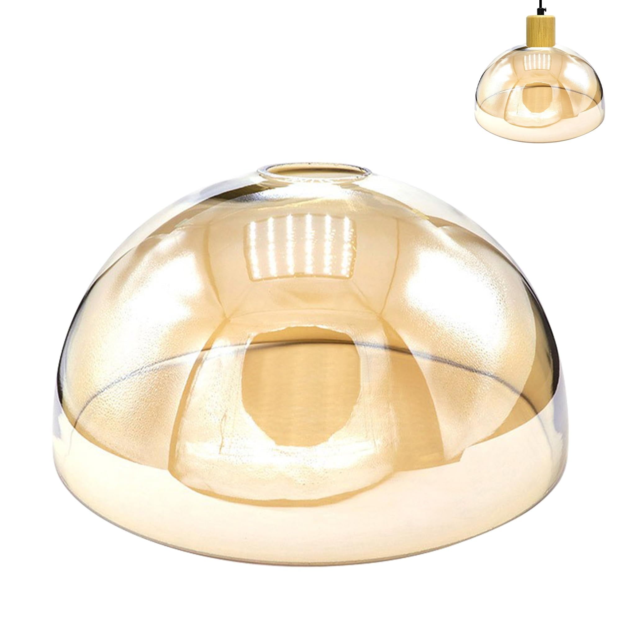 FSLiving 1-Pack 9.8" Clear Amber Glass Semicircle Lamp Shade ...