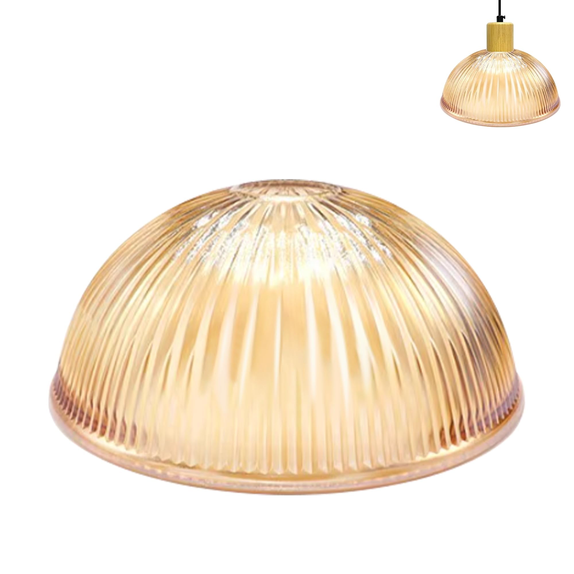 FSLiving 1-Pack 9.8" Clear Amber Glass Semicircle Lamp Shade ...