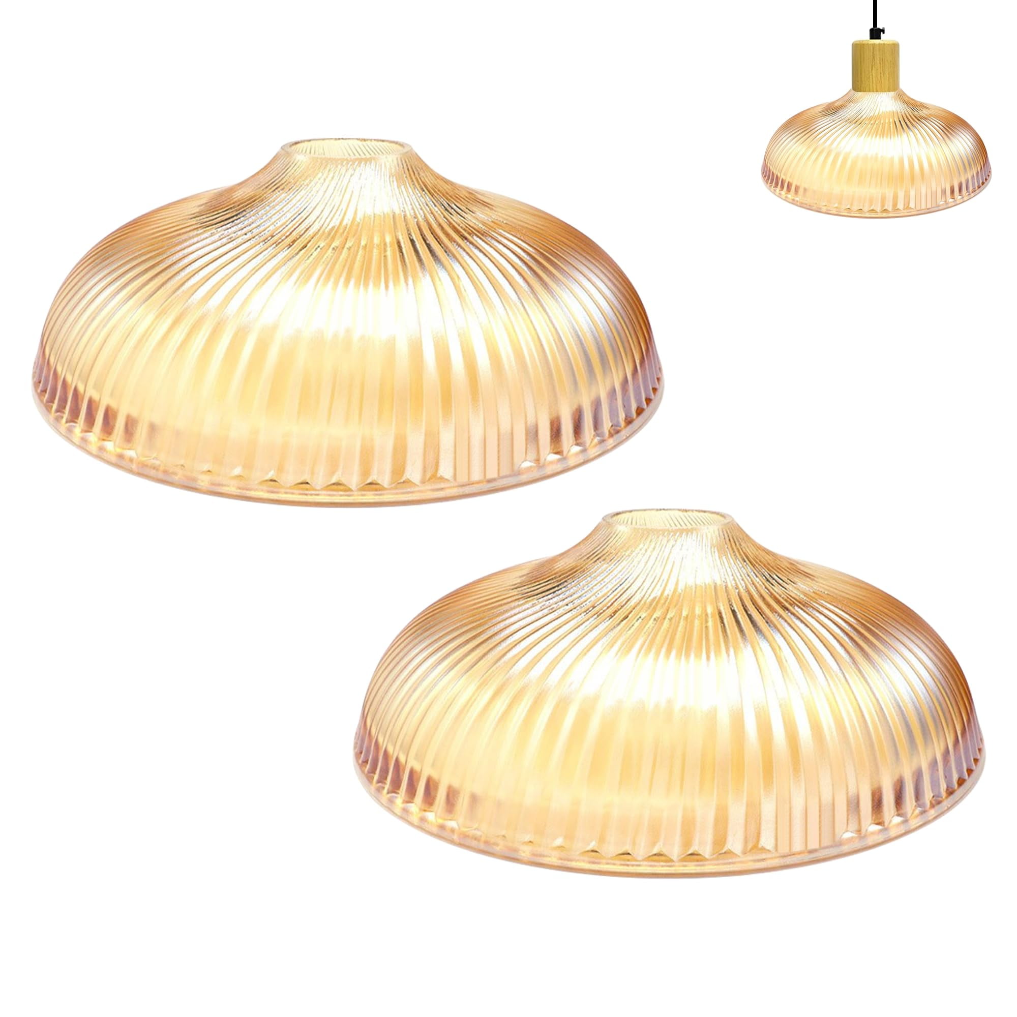FSLiving 10" Clear Amber Glass Scalloped Lamp Shade Replacement, Brown ...