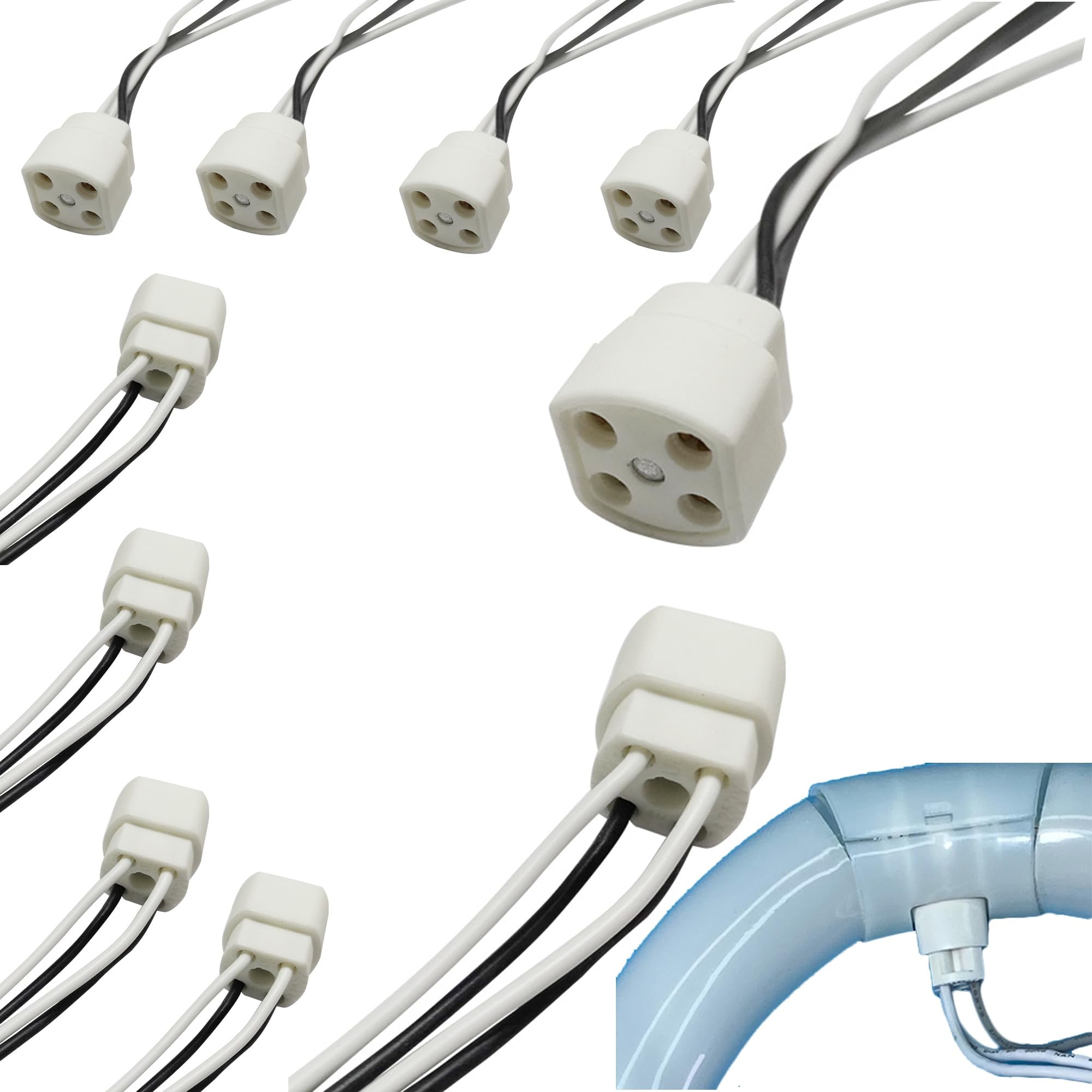 FSLiving 10PCS 25cm/9.84in Wire G10Q Ceramic Base Lamp Holder G10Q 4 ...