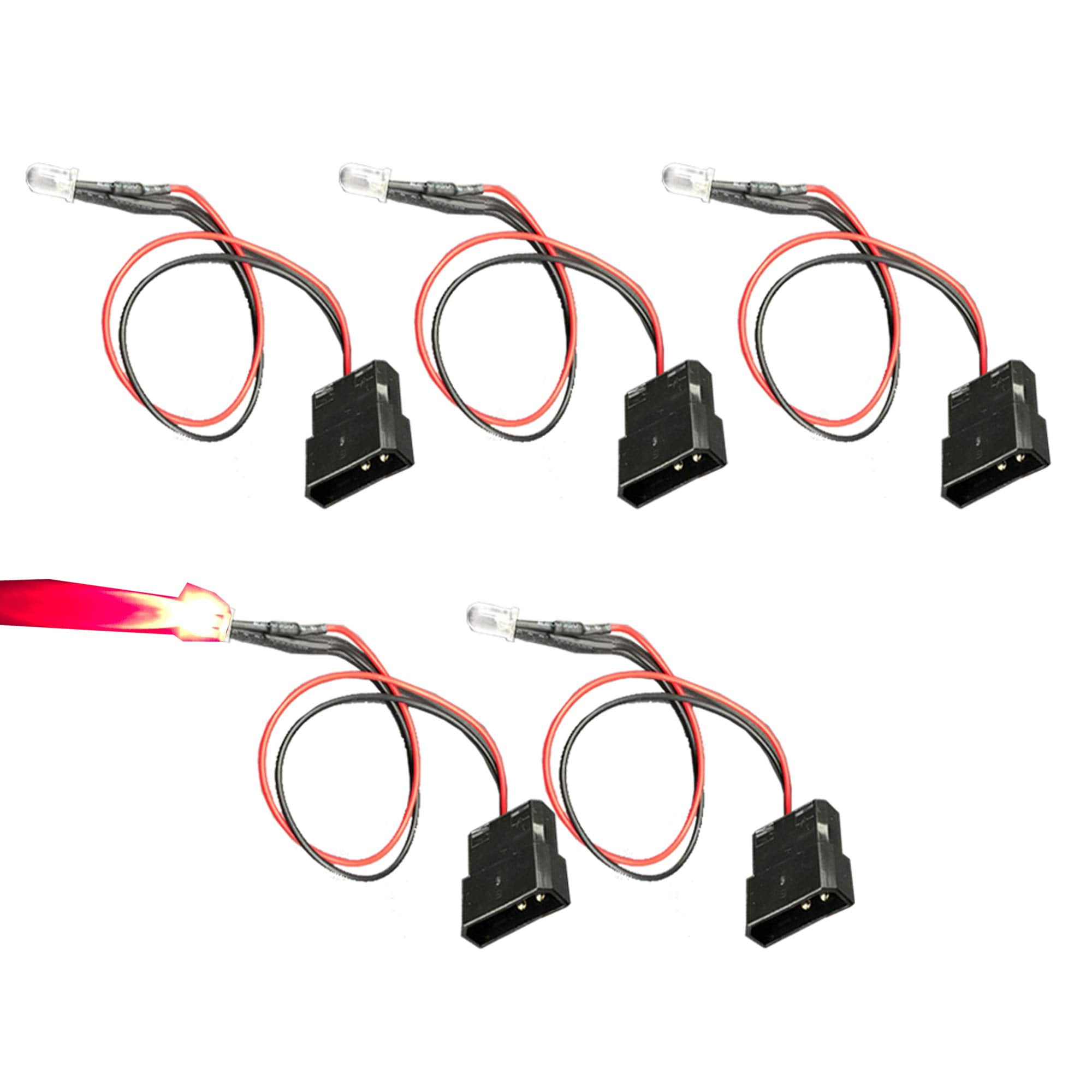 FSLiving 10PCS Blue Color 5mm CPU LED Light with 4P Connector Pre-Wire ...