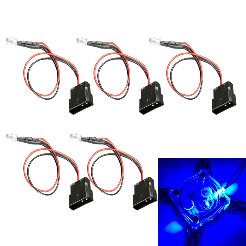 FSLiving 10PCS Red Color 5mm CPU LED Light with 4P Connector Pre-Wire 7 ...