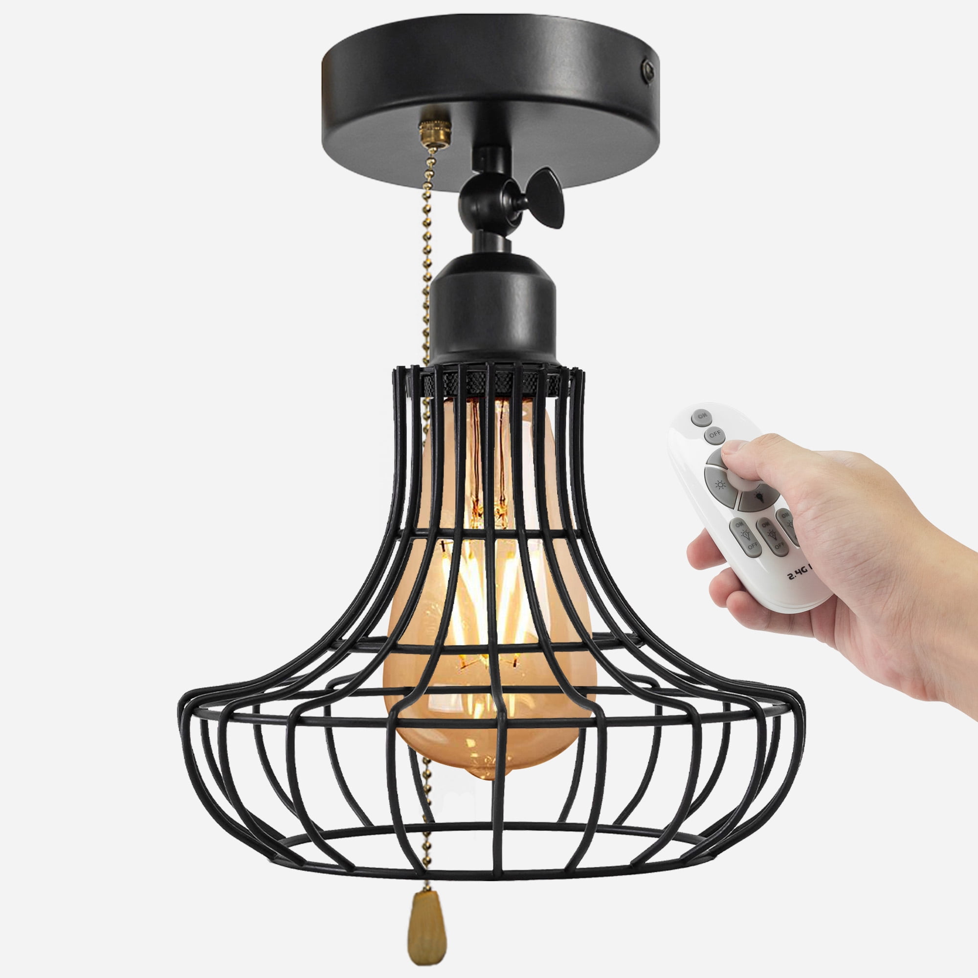 FSLiving 110V Hardwired Ceiling Light with Zipper Switch Remote Control ...