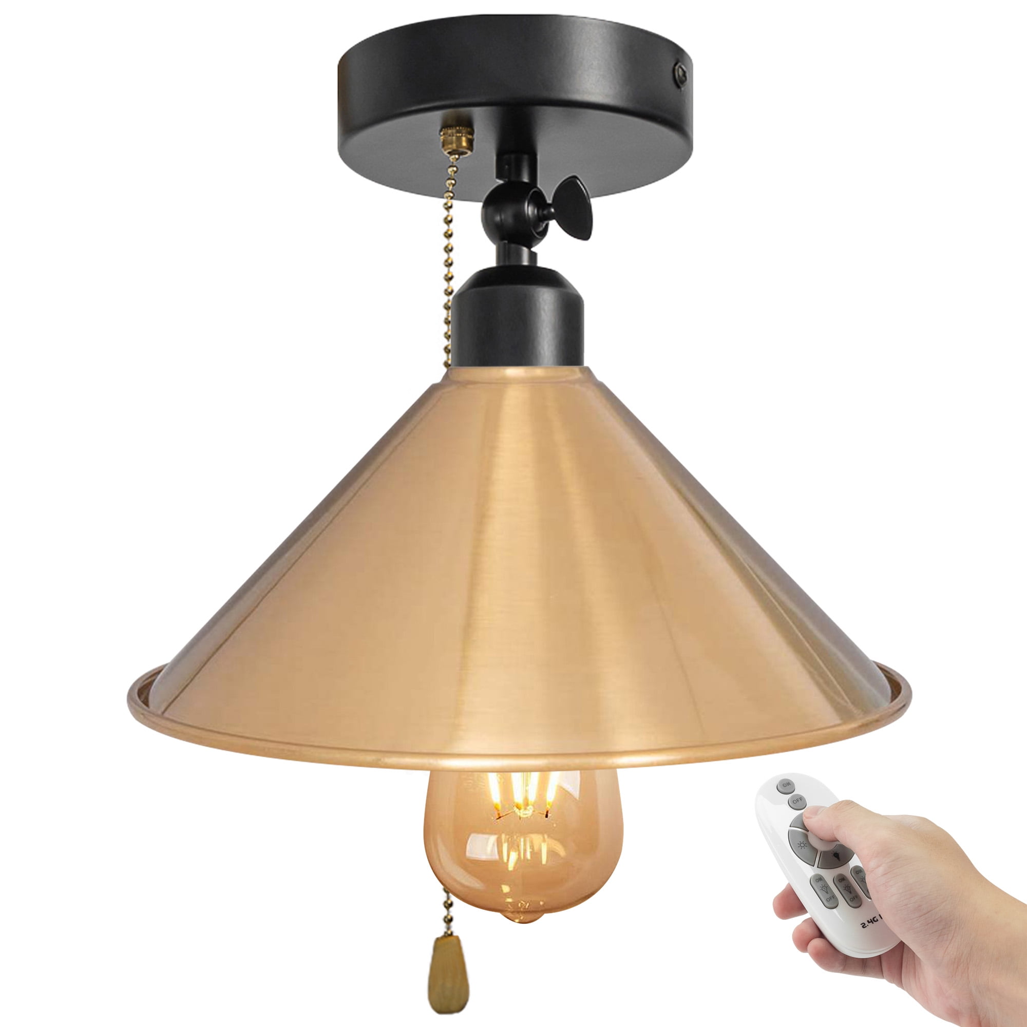 FSLiving 110V Hardwired Ceiling Light with Zipper Switch Remote Control ...