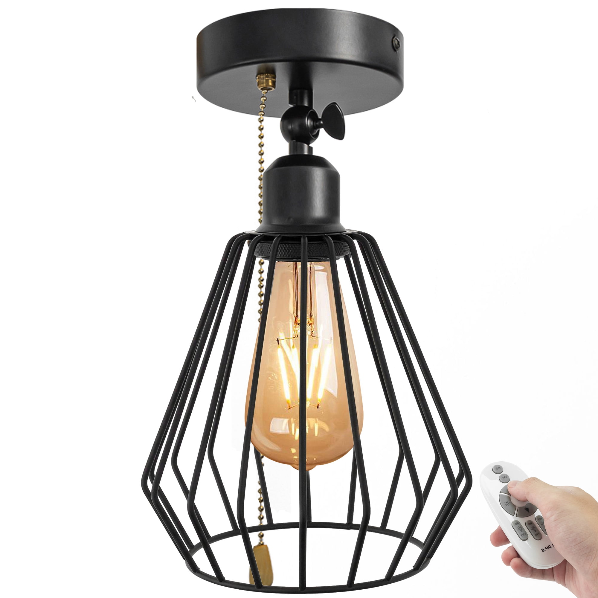 FSLiving 110V Hardwired Ceiling Light with Zipper Switch Remote Control ...