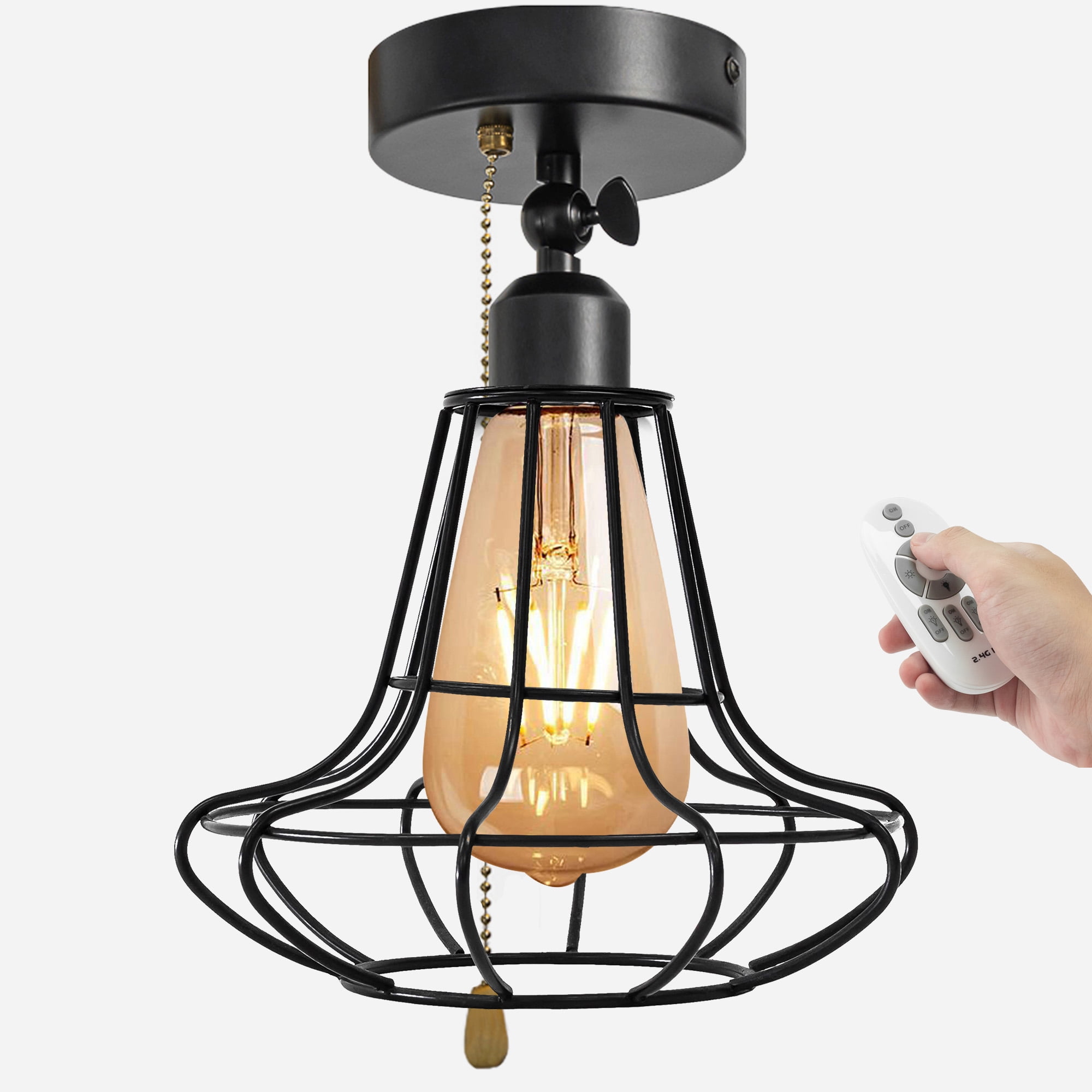 FSLiving 110V Hardwired Ceiling Light with Zipper Switch Remote Control ...