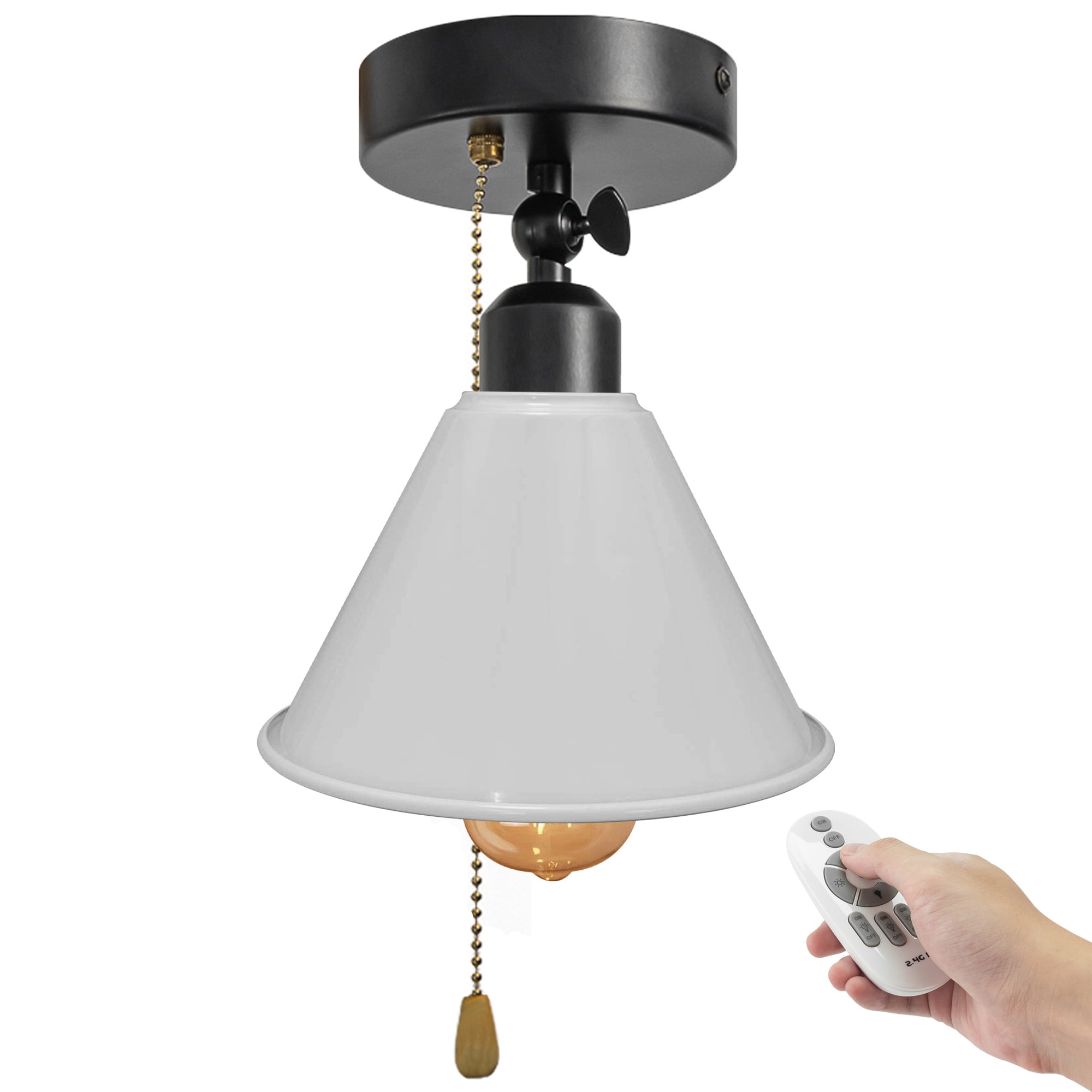 FSLiving 110V Hardwired Ceiling Light with Zipper Switch Remote Control ...