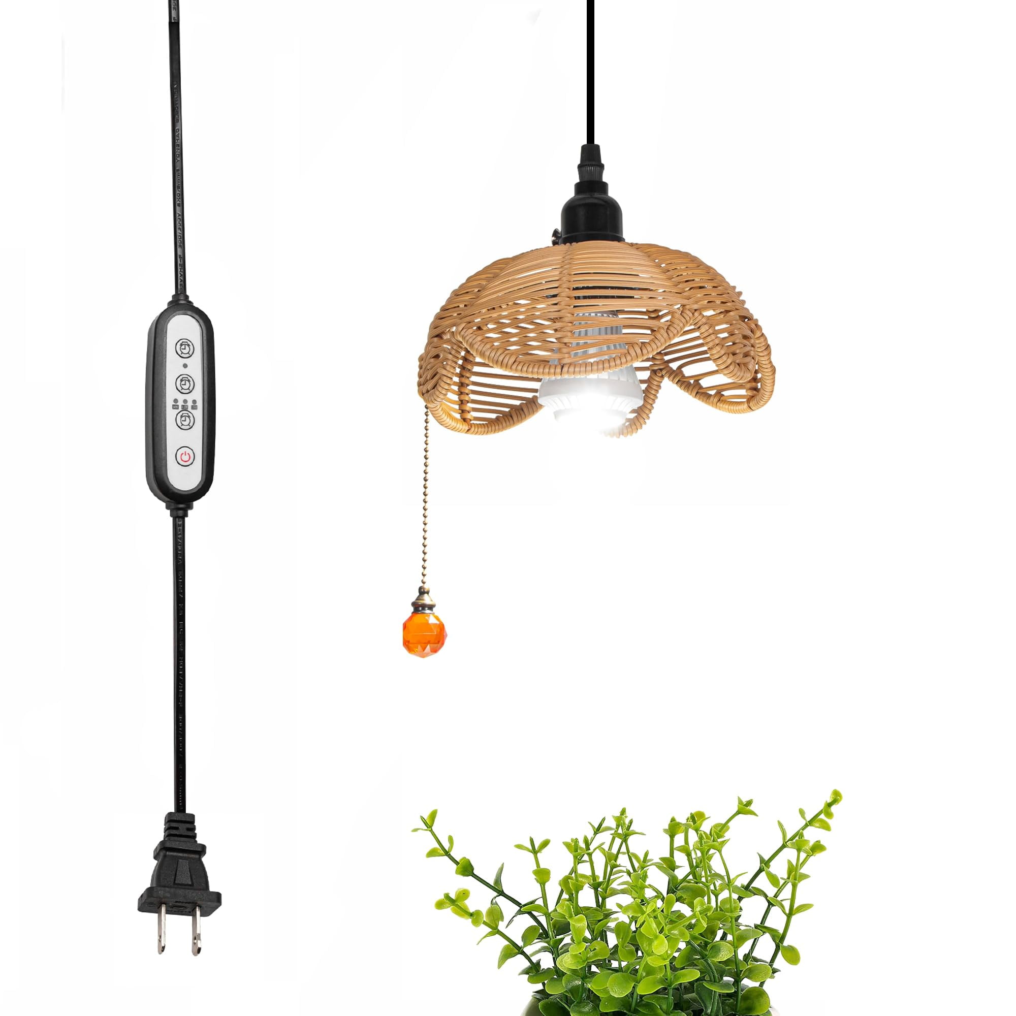 FSLiving 15W LED Swag Hanging Plant Grow Spot Light Full Spectrum Plug ...