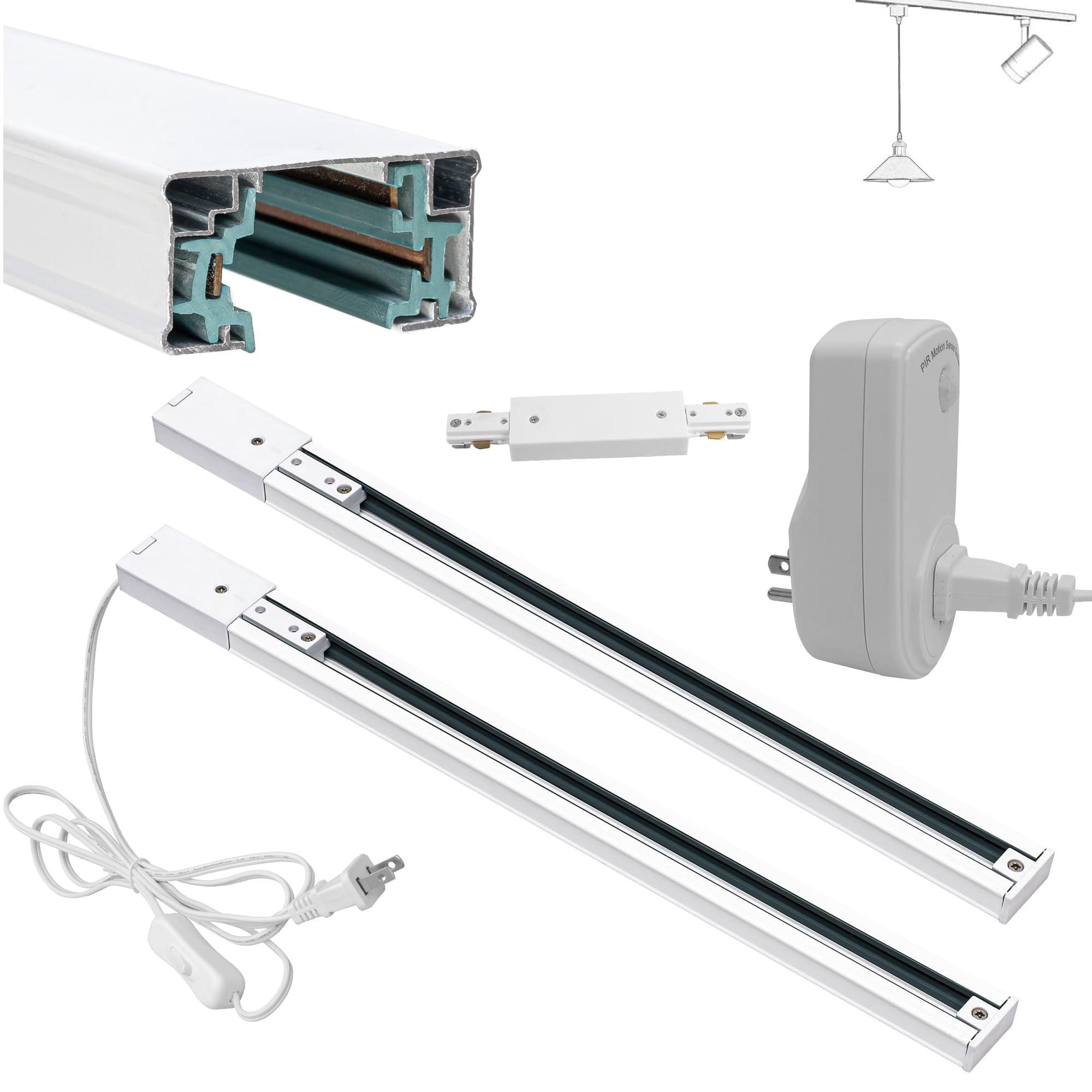 FSLiving 19.4Inches H Track with Plug in Cord Motion Sensor, 120V ...