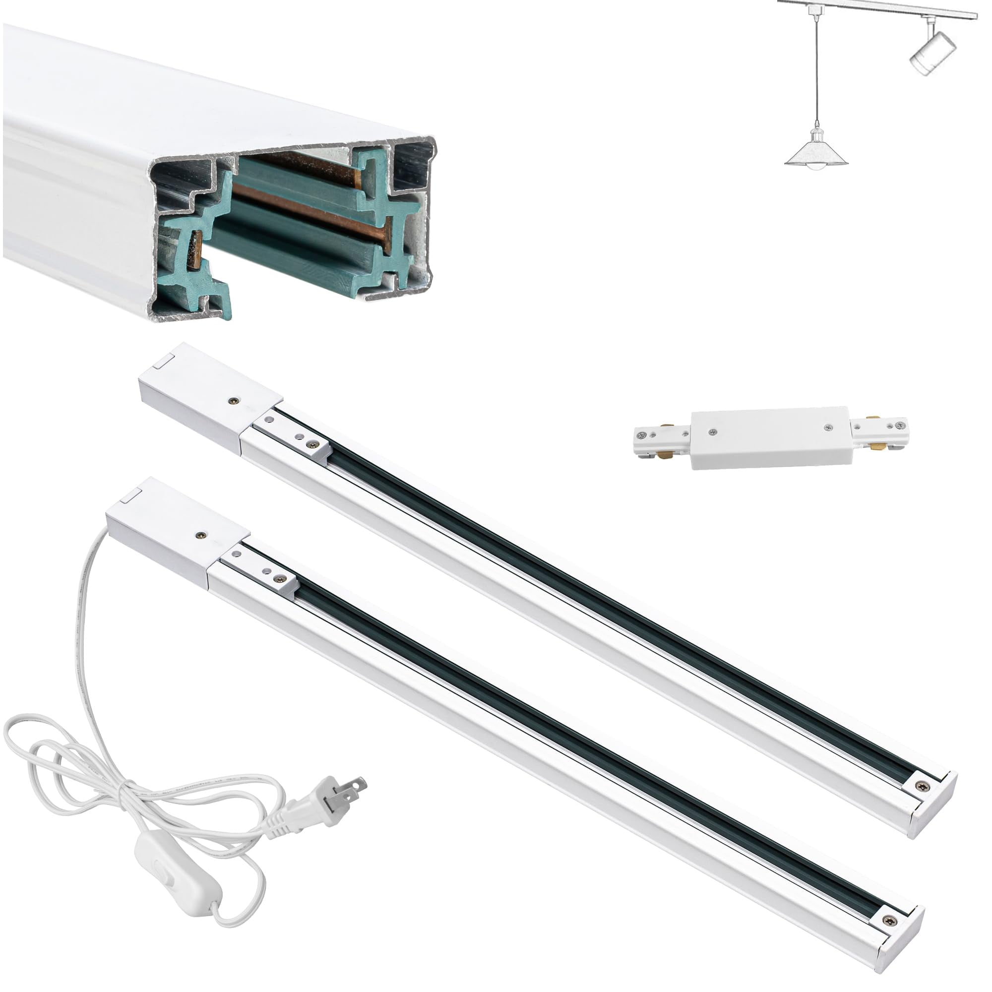 FSLiving 19.4Inches H Plug-in Track with Mounting Hardware, 120V 2PC ...