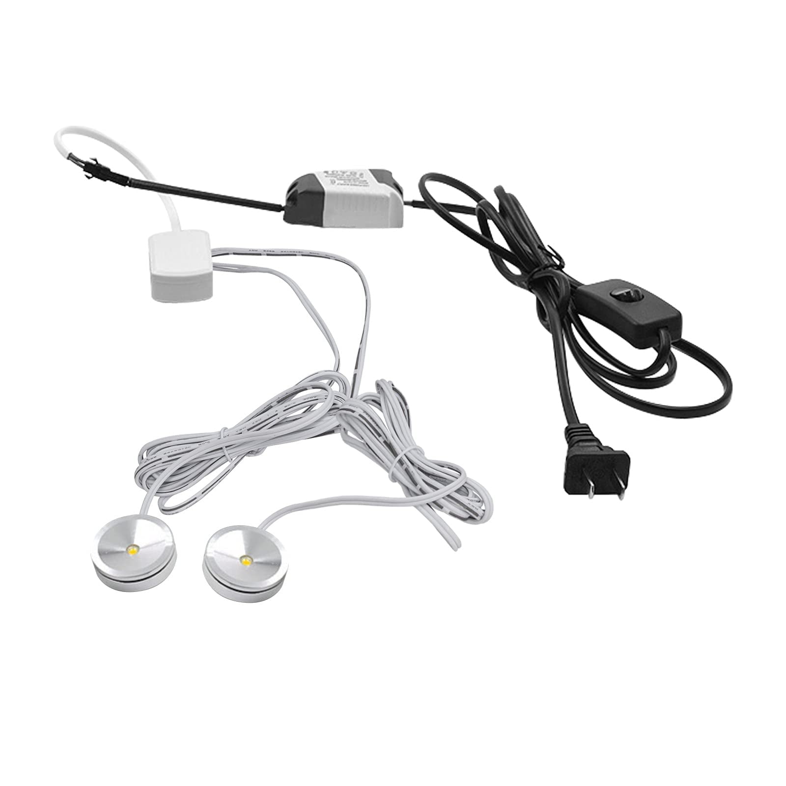 FSLiving 1W LED Mini Spotlight with Plug in Button Cable Silver ...