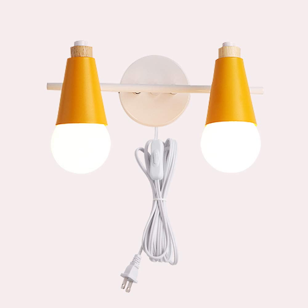 FSLiving 2-Head Spotlight Adjustable Wall Sconces with 5.9ft UL Listed ...