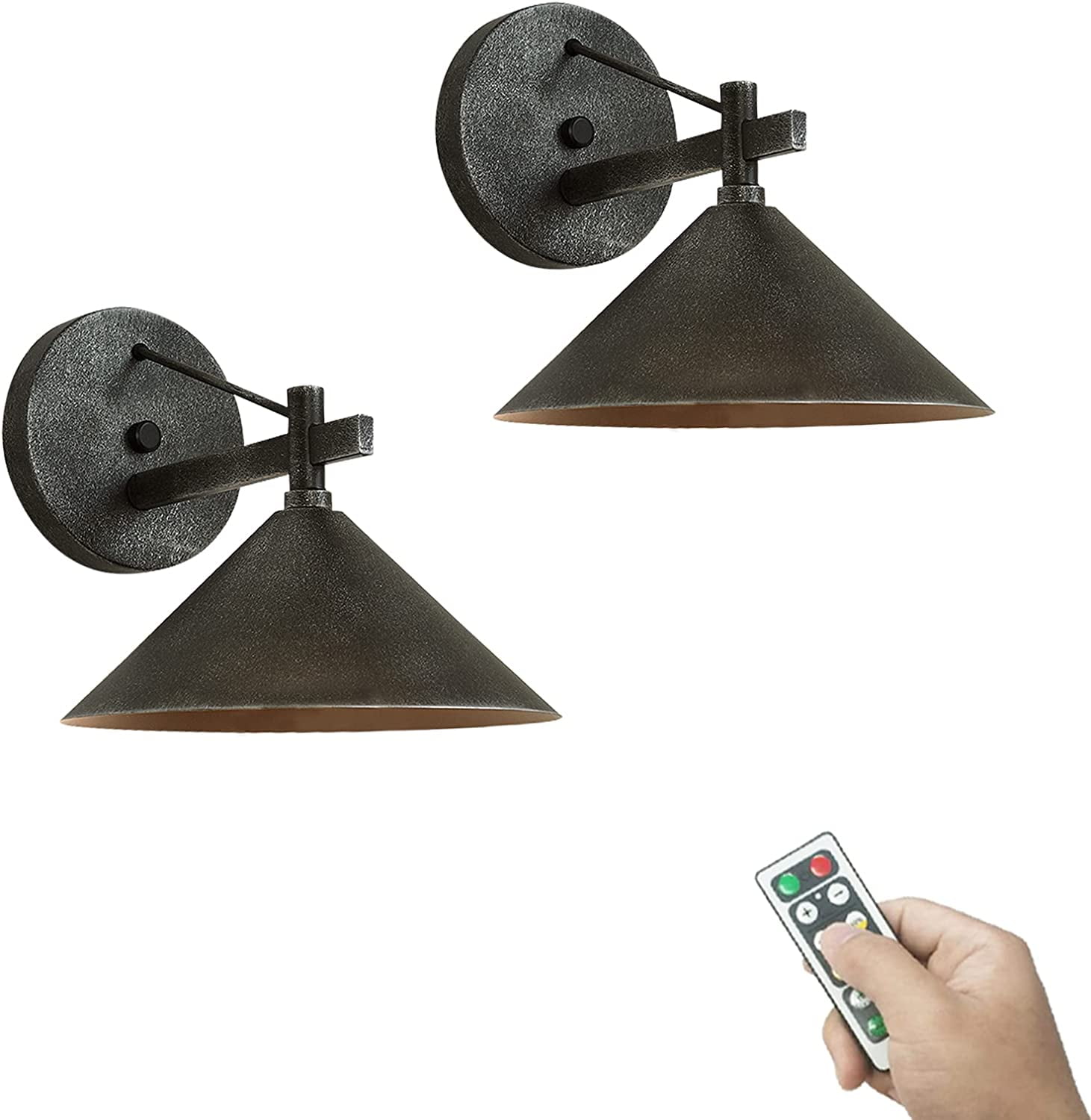 FSLiving 2-Lamps 55 Lumens LED Battery Run Waterproof Outdoor Wall ...