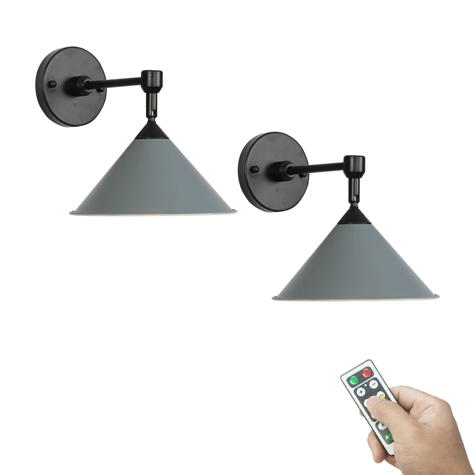 FSLiving 2-Lamps Battery Run 55 Lumens LED Wall Light Remote Control ...